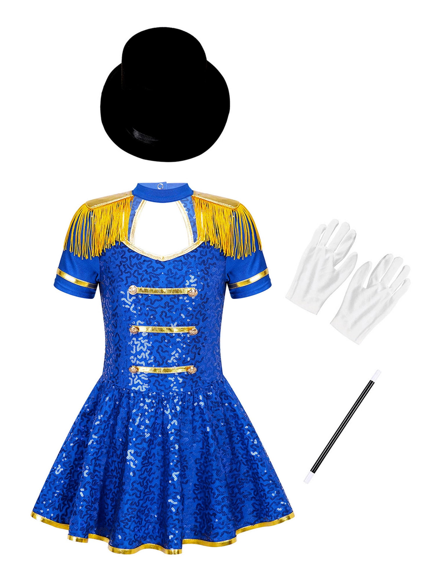 vastwit Kids Girls Honor Guard Uniform 4-Piece Marching Band Outfits ...