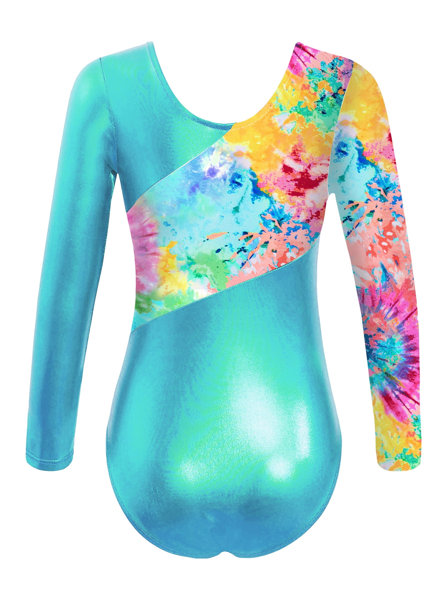 vastwit Kids Girls Shiny Metallic Ballet Dance Leotards Long Sleeve Gym ...