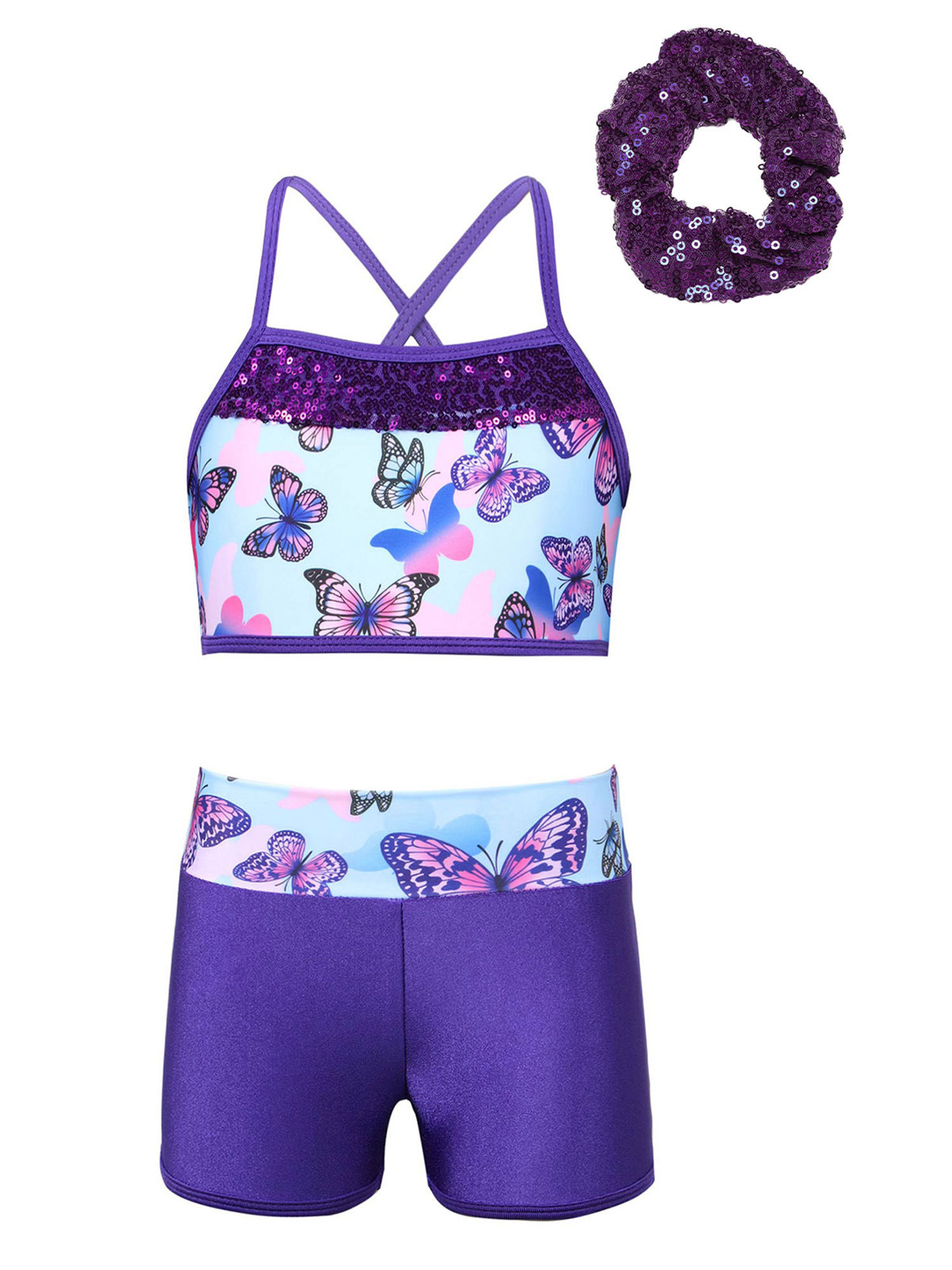 vastwit Kids Girls Yoga Sport Gym Outfit Crop Top with Booty Shorts for ...