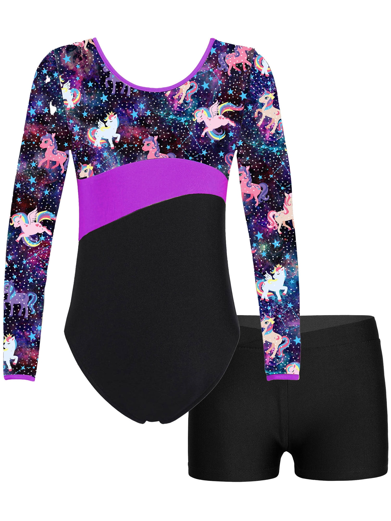 vastwit Leotard for Girls Gymnastics Long Sleeve Unitard with Shorts ...