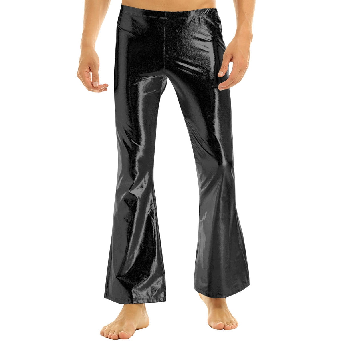 vastwit Men's Shiny Metallic Bell Bottom Flares Trousers 70s Disco ...
