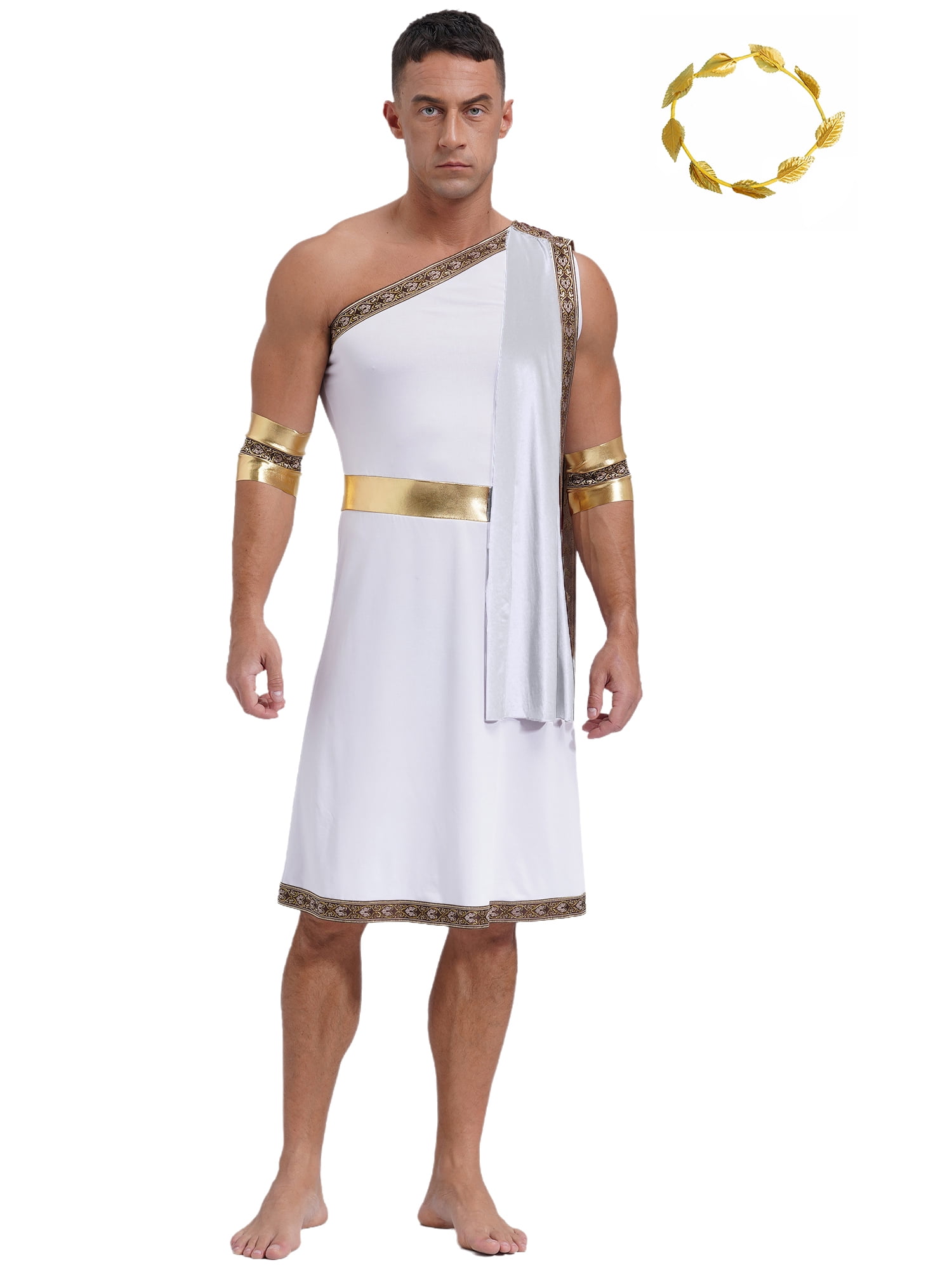 vastwit Mens Ancient Greek Toga Roman Caesar Warrior Robes Tunic Dress ...