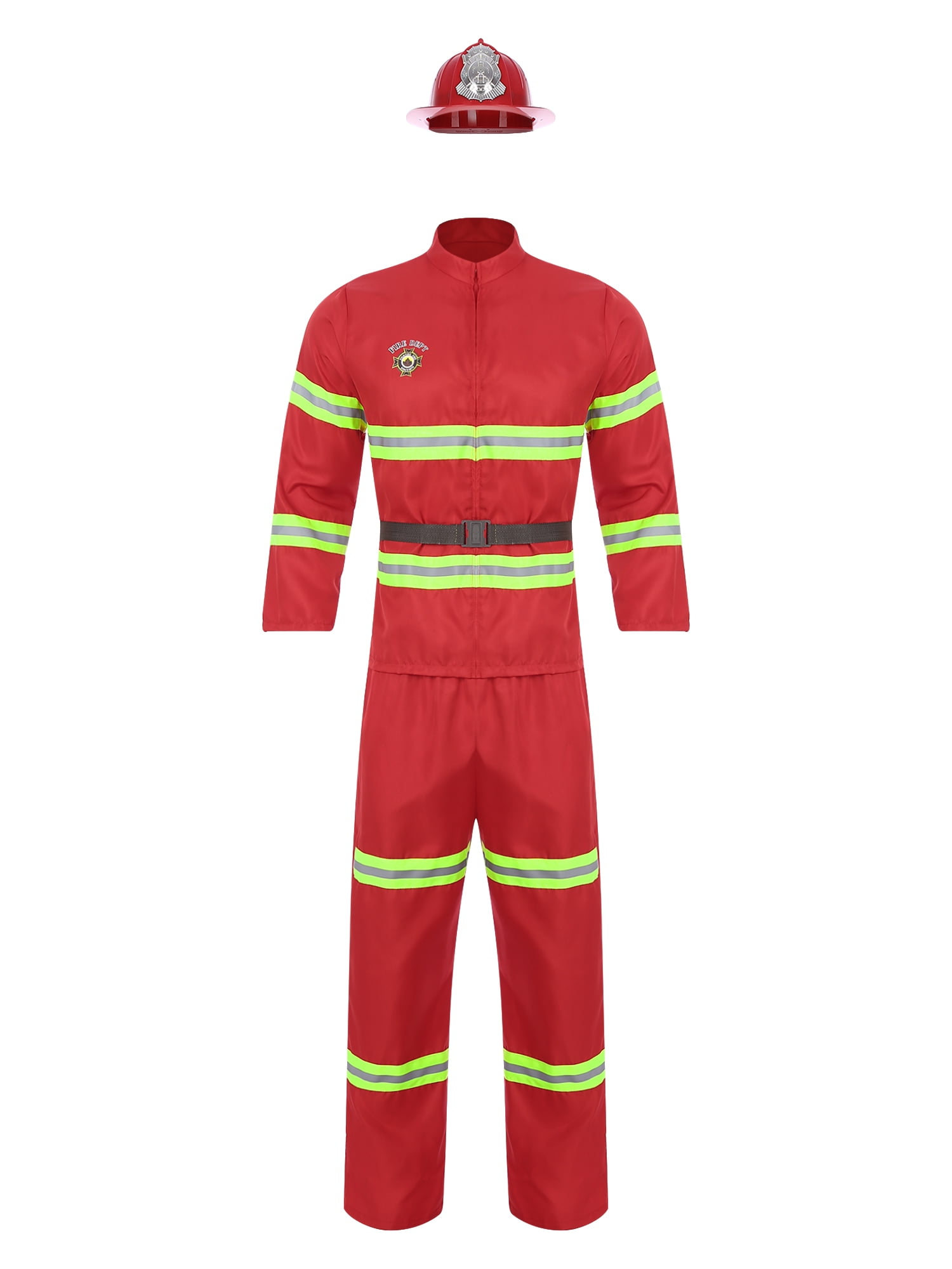 vastwit Mens Firefighter Fireman Outfits Long Sleeve Jacket Coat and ...