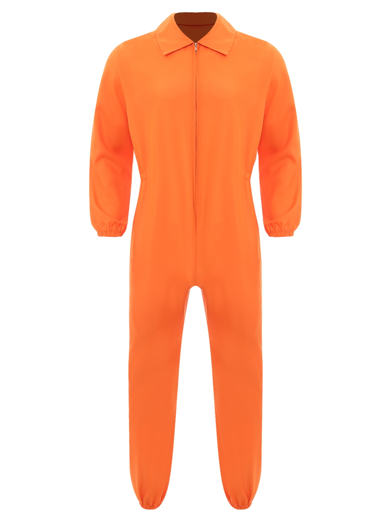 vastwit Mens Orange Prison Jumpsuit Long Sleeve Back Print Jail ...