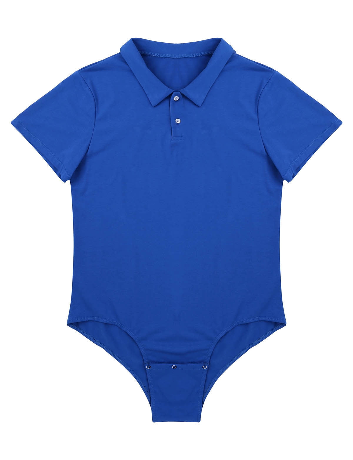 vastwit Mens Short Sleeve One Piece Leotard Top Lapel Collar Buton ...