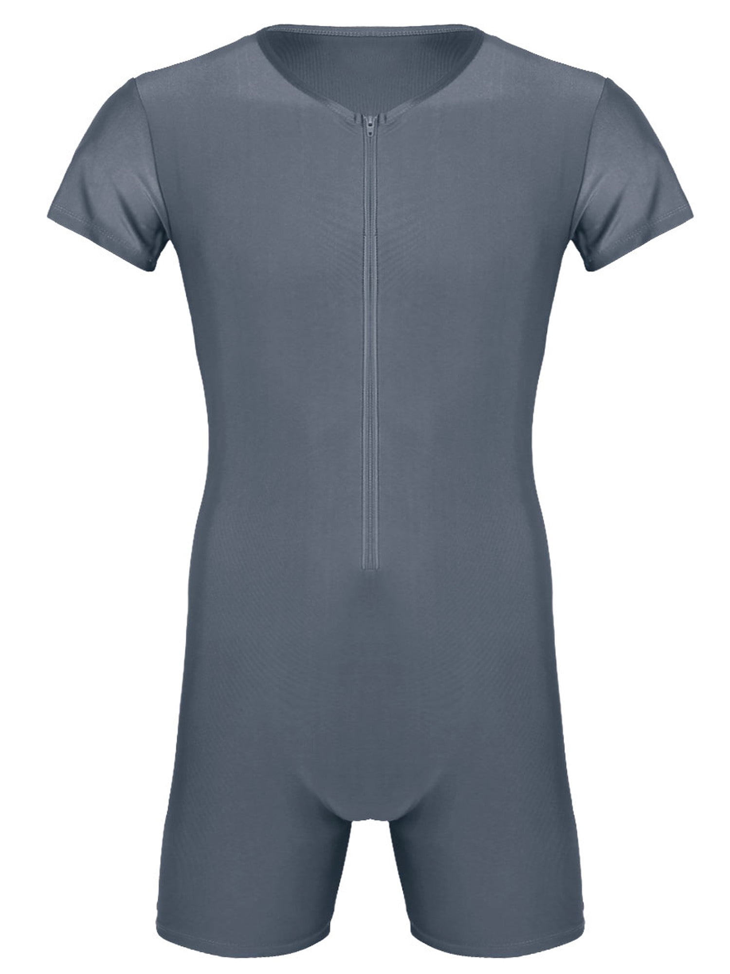 vastwit Mens Short Sleeve Zip Up Boxer Leotard Shorty Wrestling Singlet ...