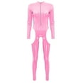 Vastwit Sexy Wet Look Cutout Jumpsuit For Women Patent Leather Full