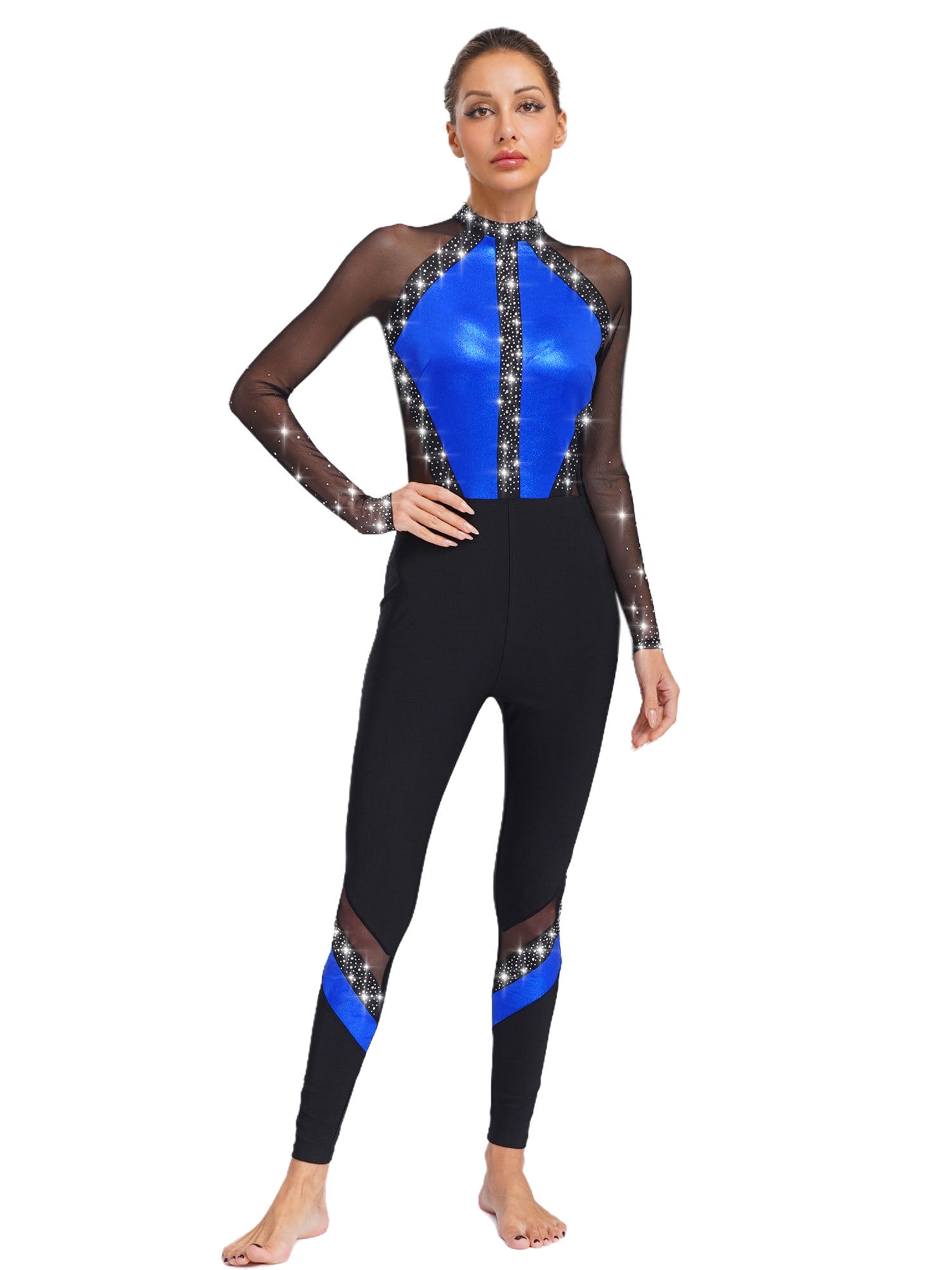 vastwit Women Dance Unitard Gymnastics Leotard Long Sleeve Mock Neck ...
