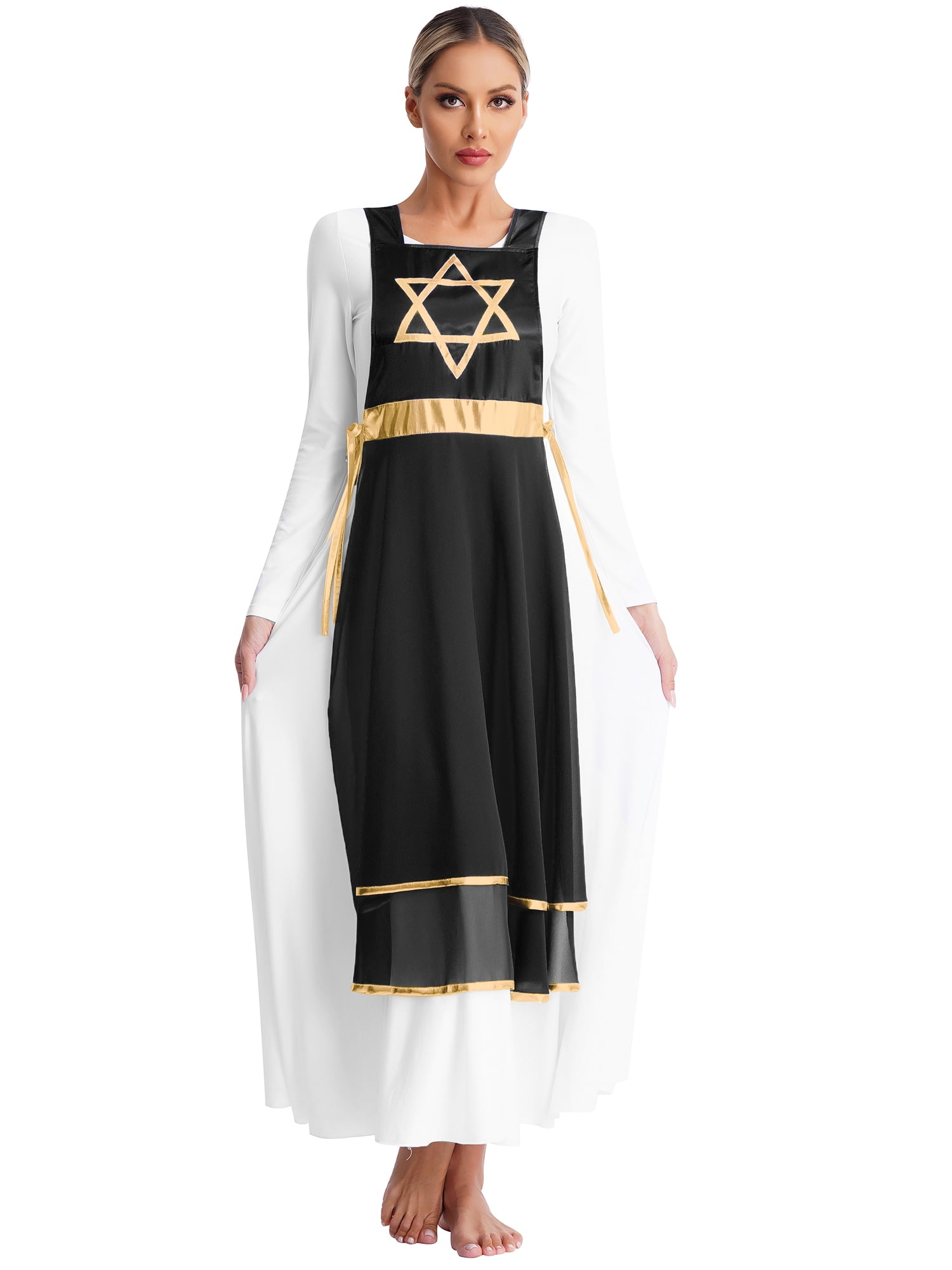 vastwit Women Liturgical Praise Dress Tunic Lace-up Sides Split Church ...