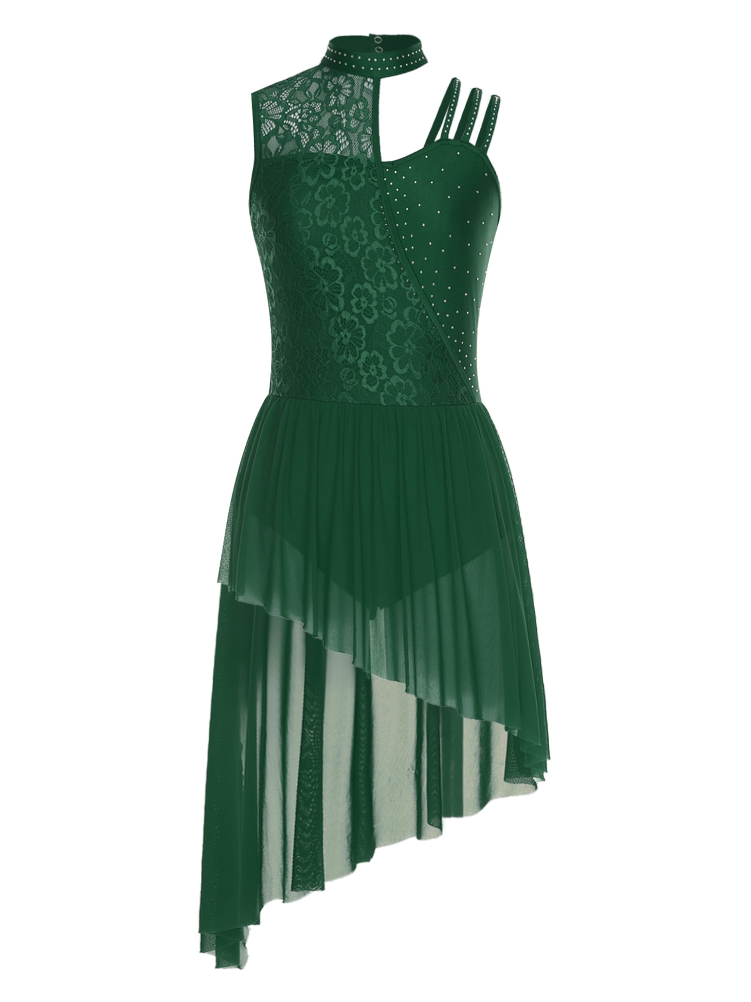 vastwit Women Lyrical Dance Dress Floral Lace Asymmetrical Skirt ...