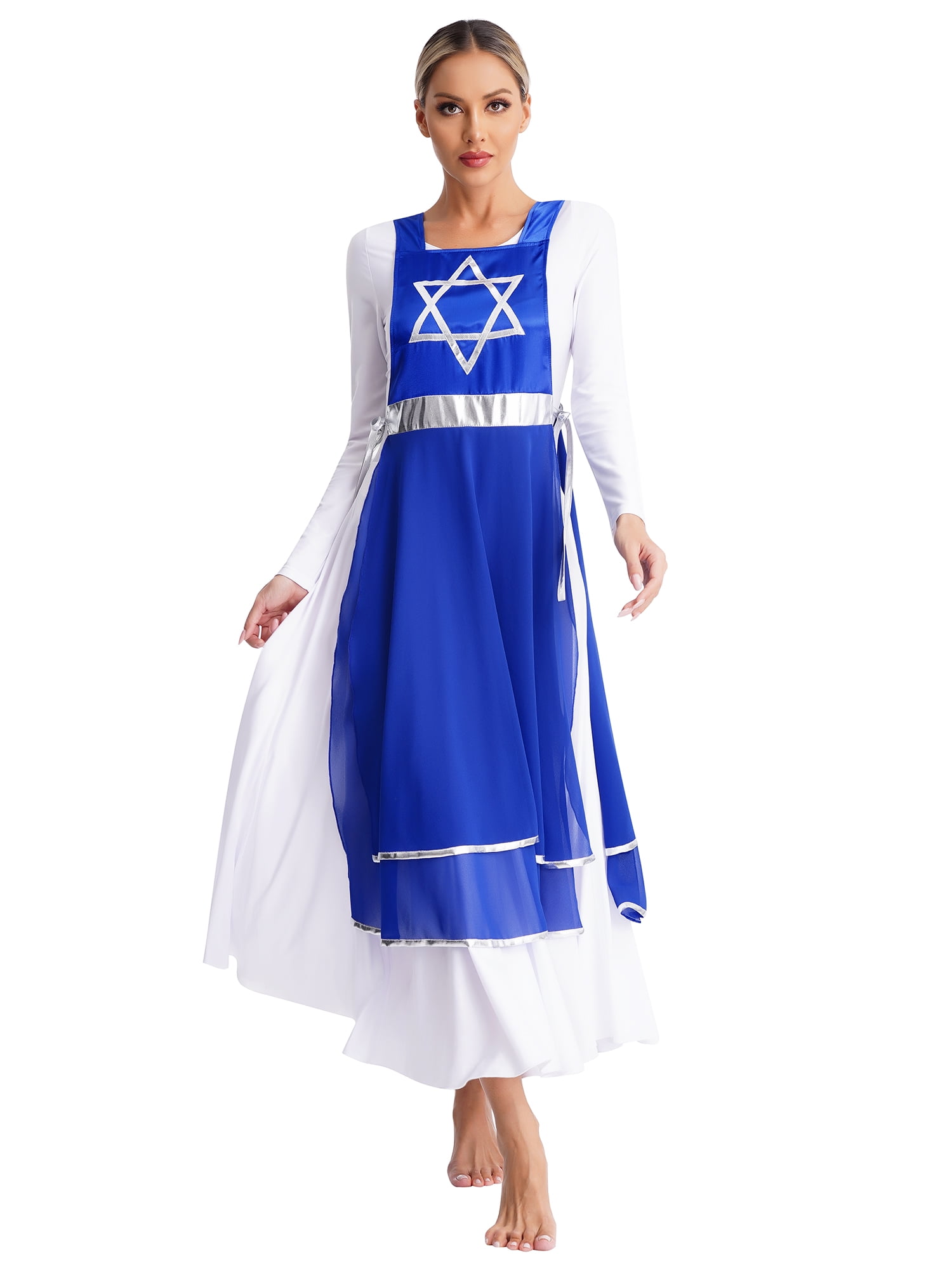 vastwit Women Liturgical Praise Dress Tunic Lace-up Sides Split Church ...
