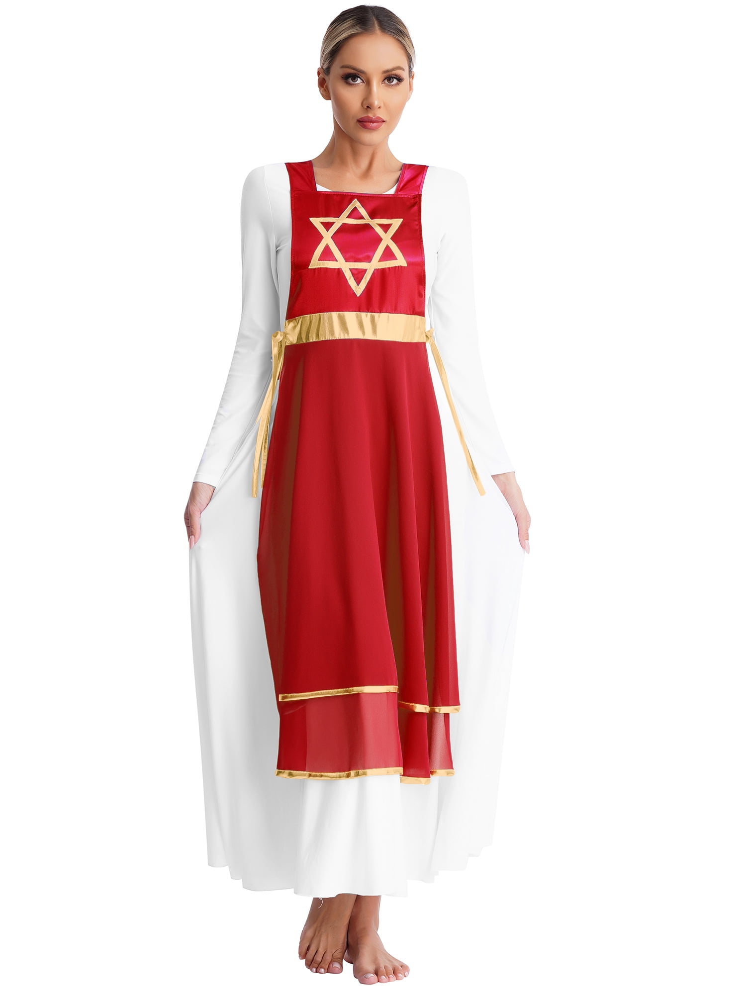 vastwit Women Liturgical Praise Dress Tunic Lace-up Sides Split Church ...