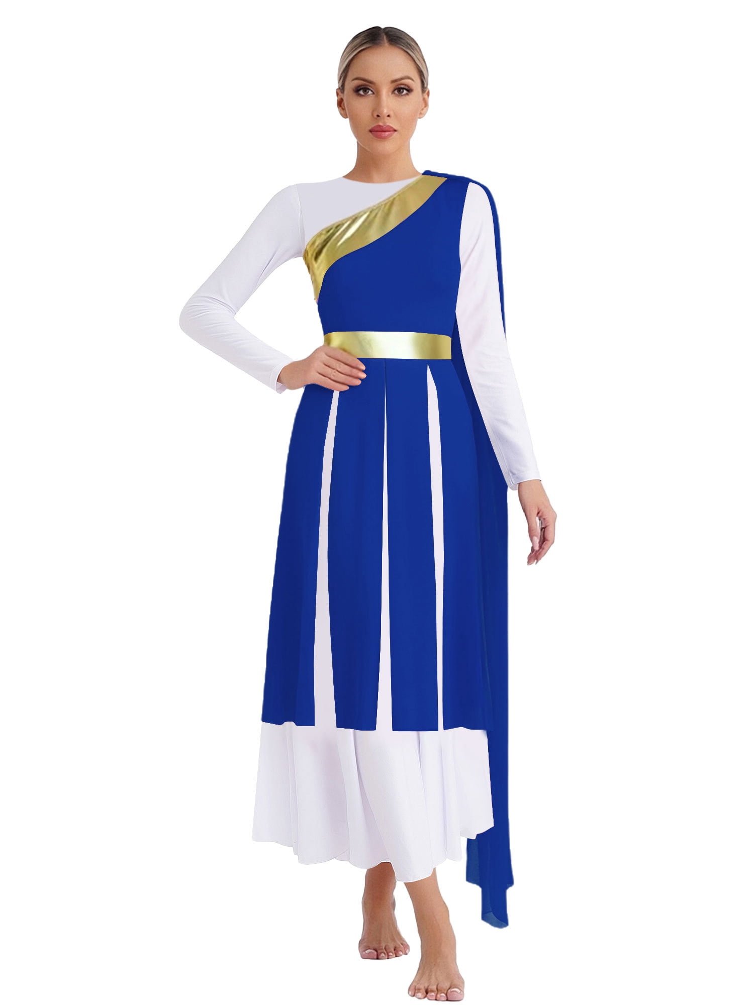 vastwit Women's Praise Dance Dress One Shoulder Draped Lyrical Worship ...