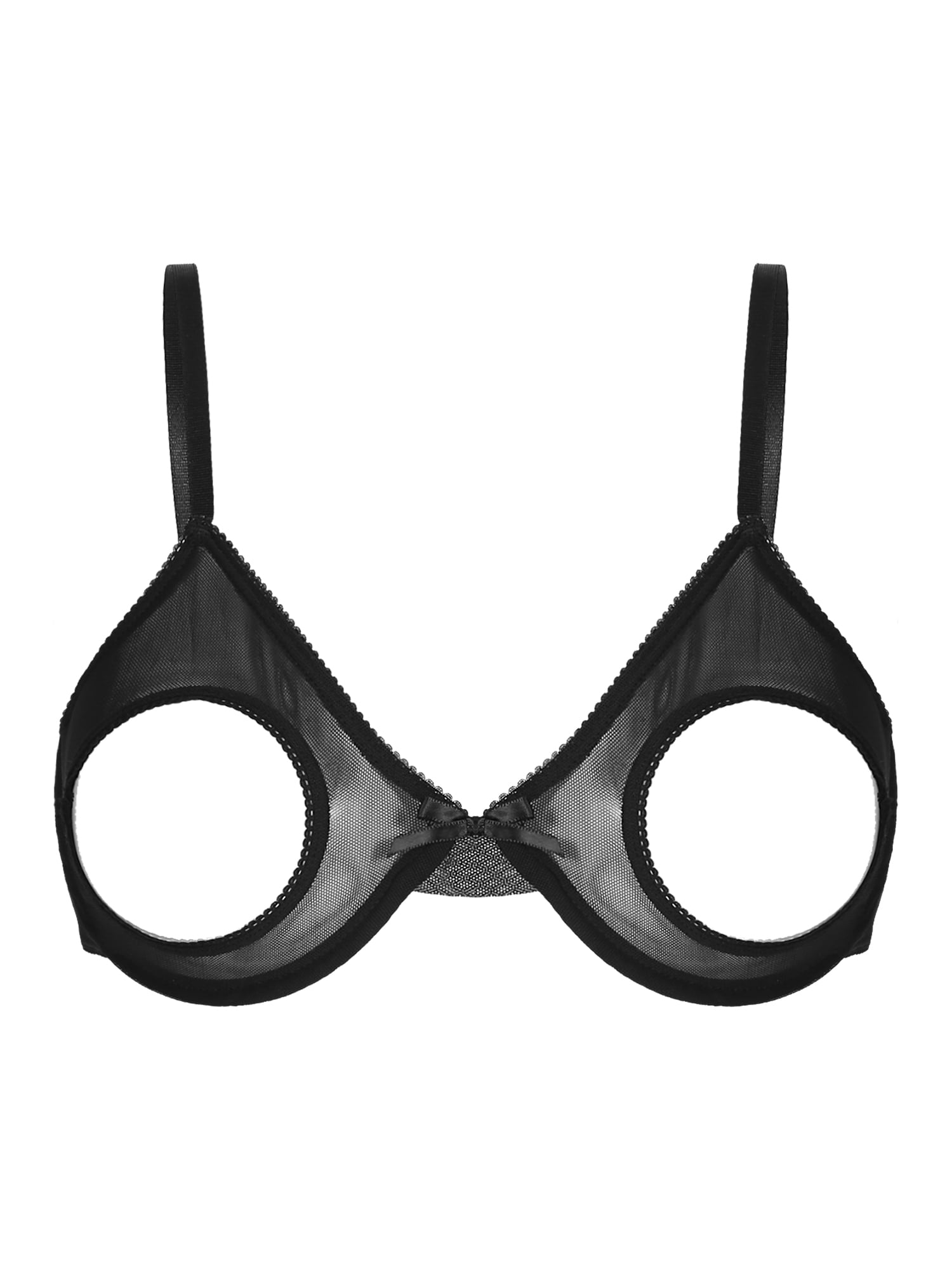 vastwit Women's Sexy Open Nipple Lace Bra Sheer Mesh Underwired Shelf Bralette Black L - Walmart.com