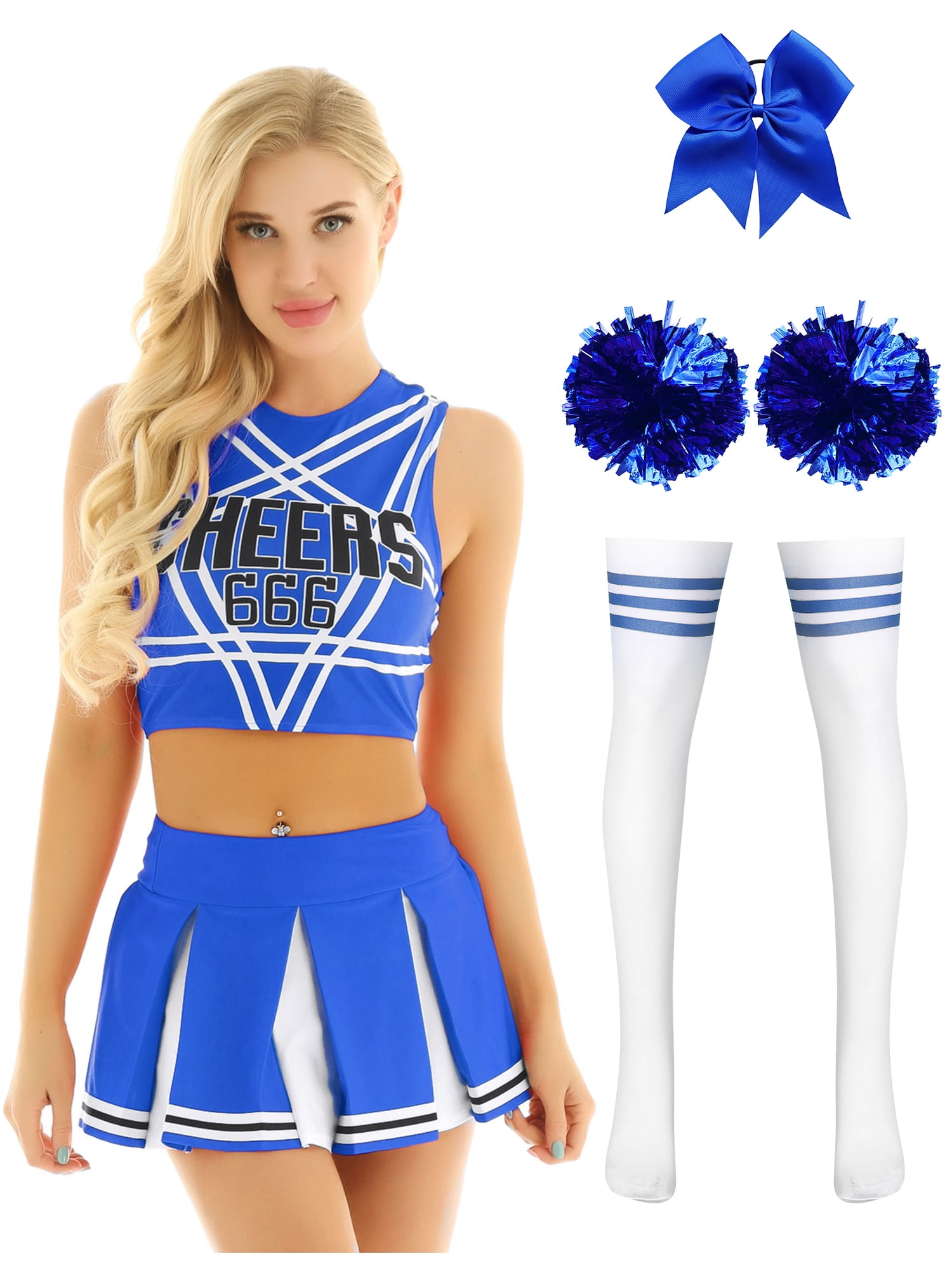 vastwit Womens Cheerleading Sleveeless Crop Tops with Mini Pleated ...