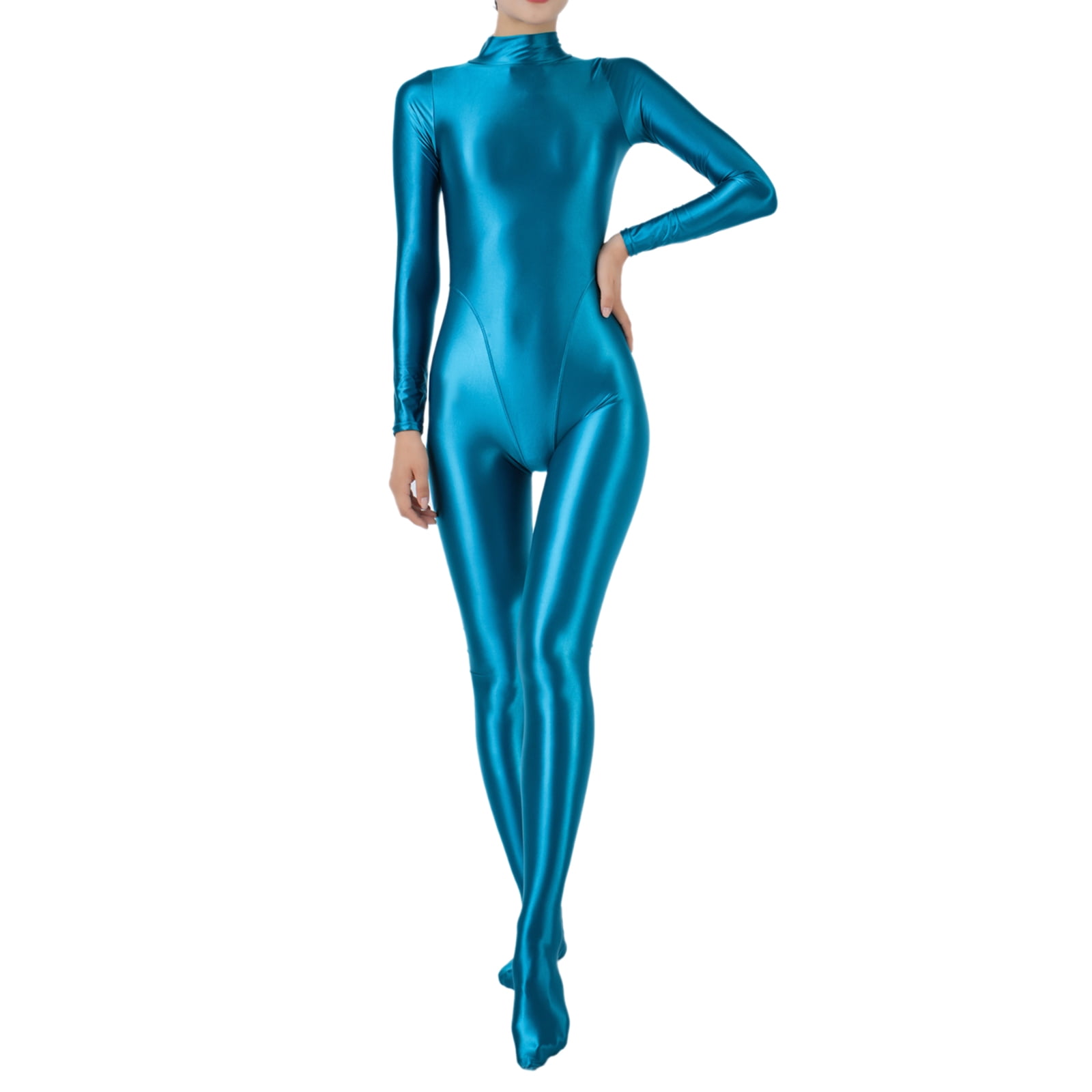 vastwit Womens Glossy Full Body Bodysuit Unitards Gym Yoga Footed ...
