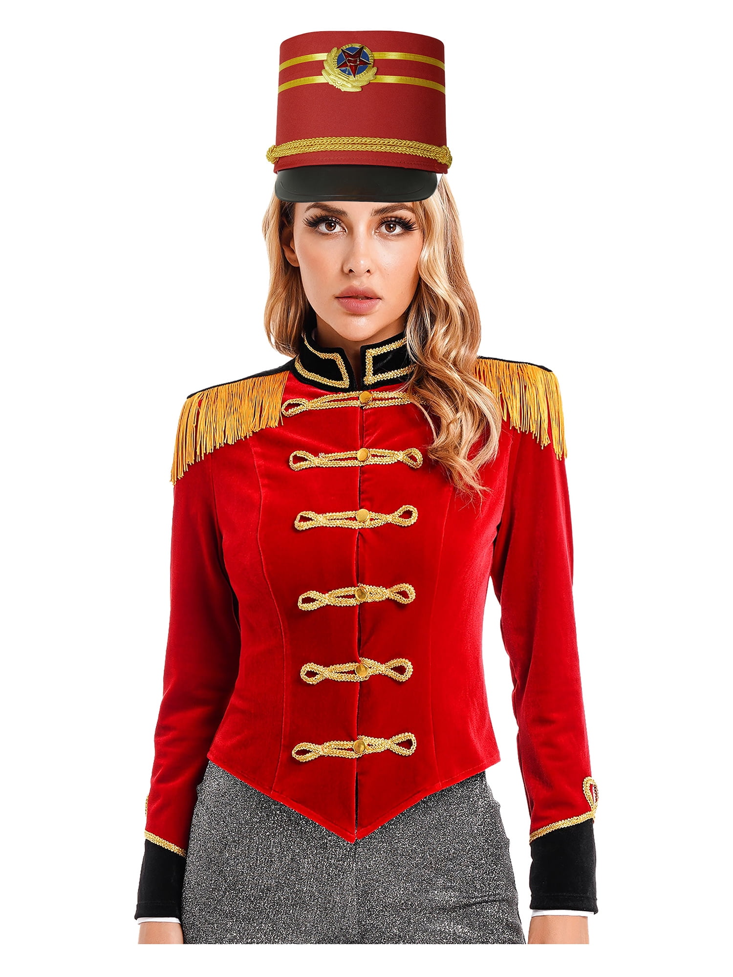 vastwit Womens Marching Band Drum Major Long Sleeve Fringe Epaulet ...