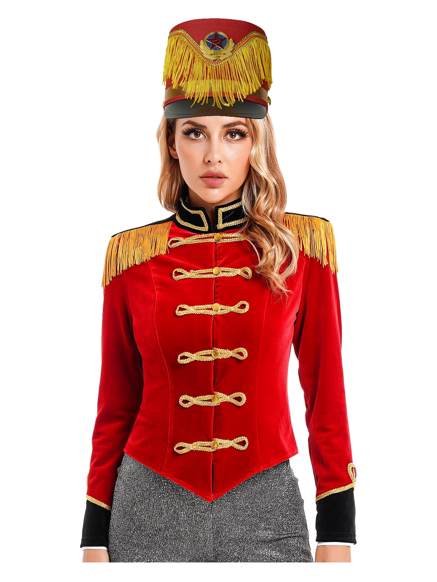 vastwit Womens Marching Band Drum Major Long Sleeve Fringe Epaulet ...