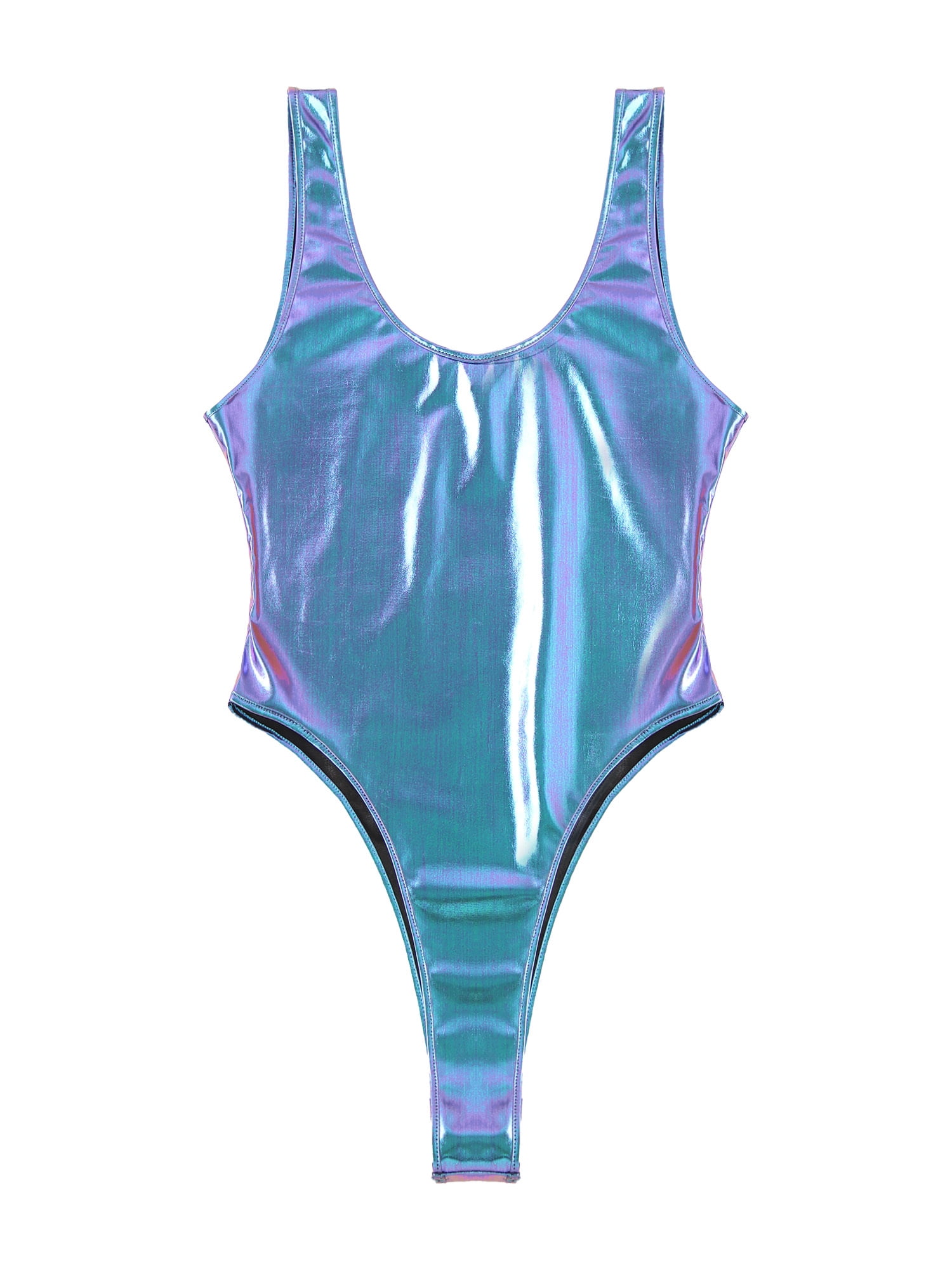 vastwit Womens Metallic One Piece Retro Leotard Swimsuit High Cut ...