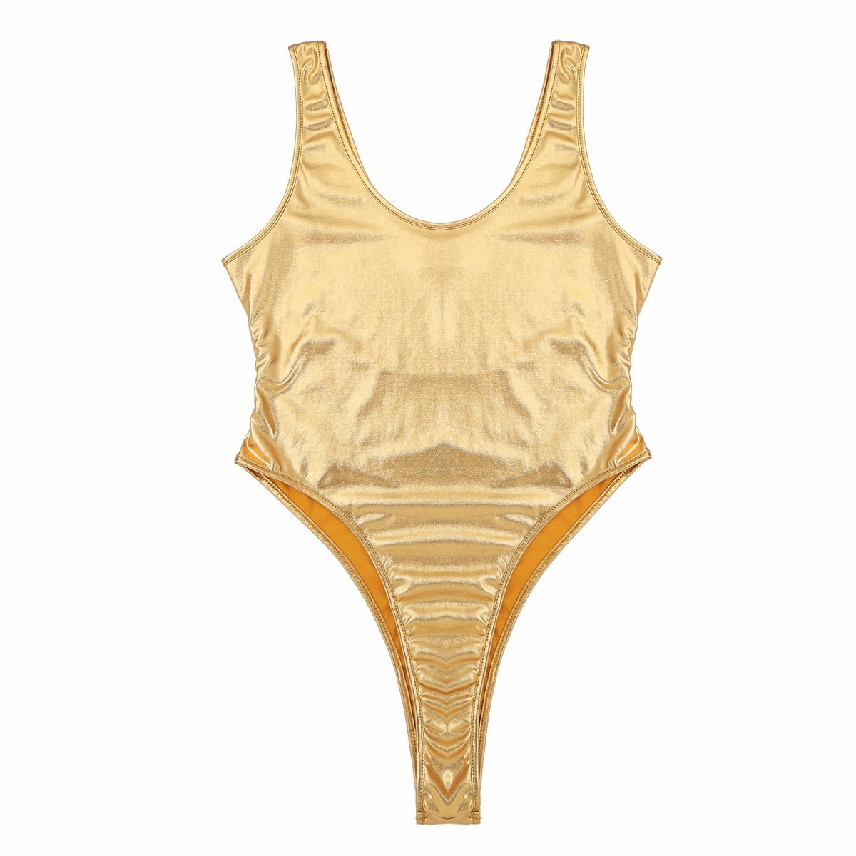 vastwit Womens Metallic One Piece Retro Leotard Swimsuit High Cut ...