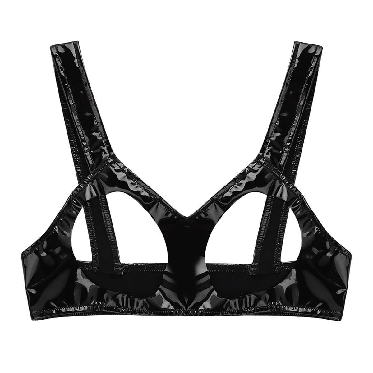 vastwit Womens Wetlook Lingerie Cupless Cage Bras Top Patent Leather ...