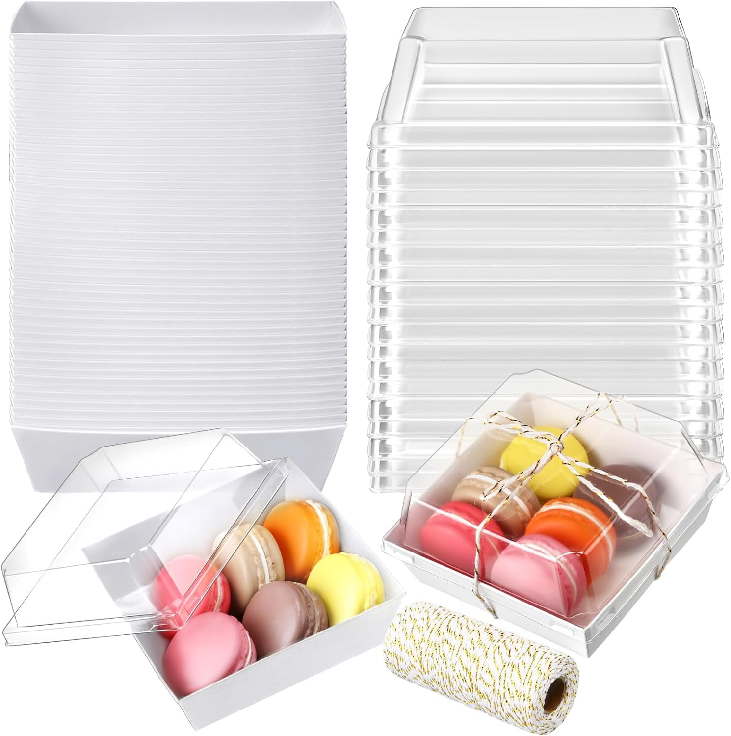 vbfgybxny 100 Pcs Paper Charcuterie Boxes with Clear Lids 4.5 Inches ...