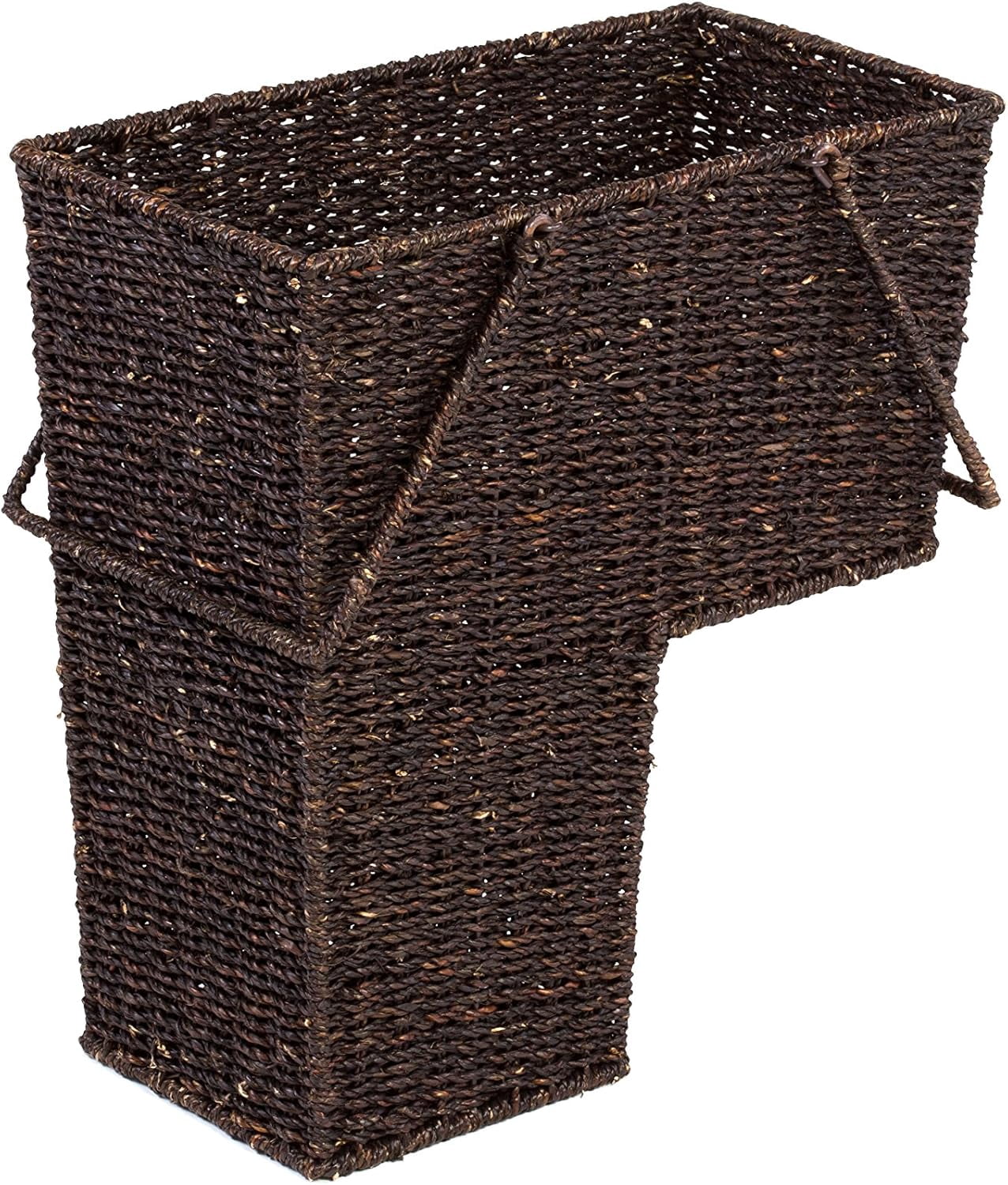 vbfgybxny 15" Wicker Storage Stair Basket With Handles (Brown ...