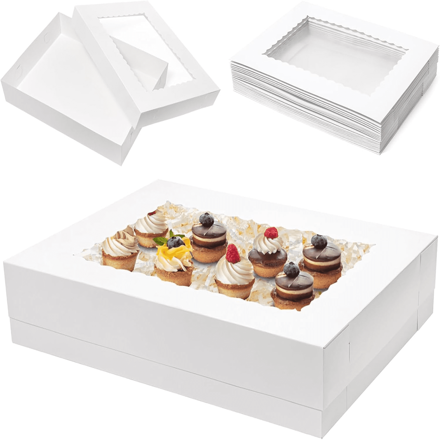 vbfgybxny 16pcs 19x14x5 Half Sheet Cake Boxes with Window Rectangle 1/2 ...