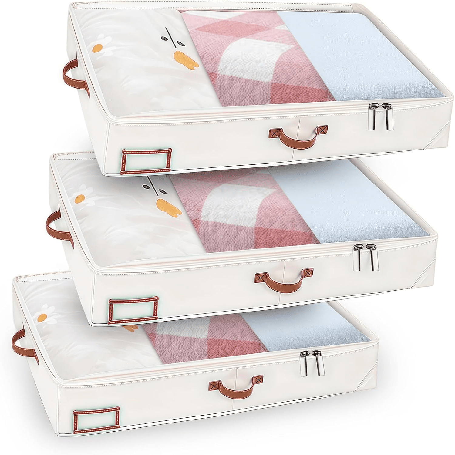 vbfgybxny 3 Pack Under Bed Storage Containers 40" x 20" x 5" Foldable ...