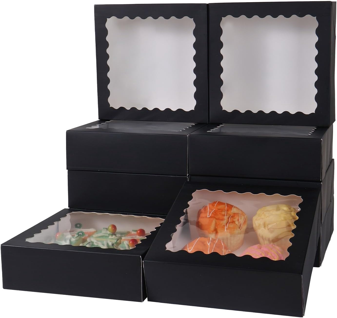 vbfgybxny 36 pcs 10x10x2.5 Inches Cake with Window Bakery Pastry Cookie ...