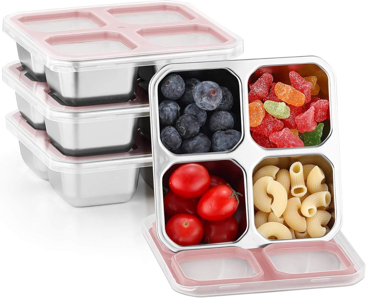 vbfgybxny 4 Pack Stainless Steel Snack Containers with Lids 4 ...