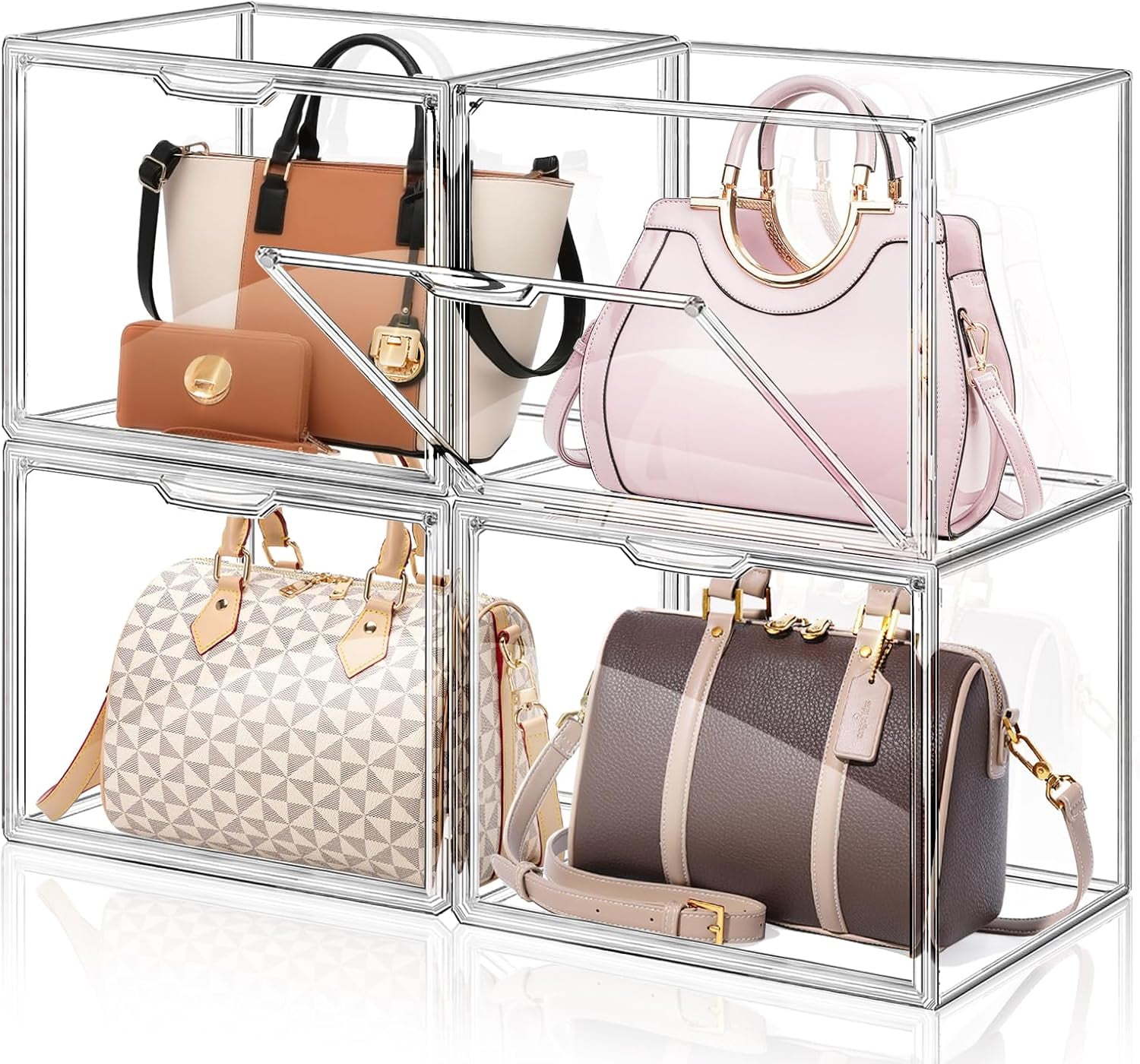 vbfgybxny 4 Packs Clear Handbag Storage Organizer for Closet Acrylic ...