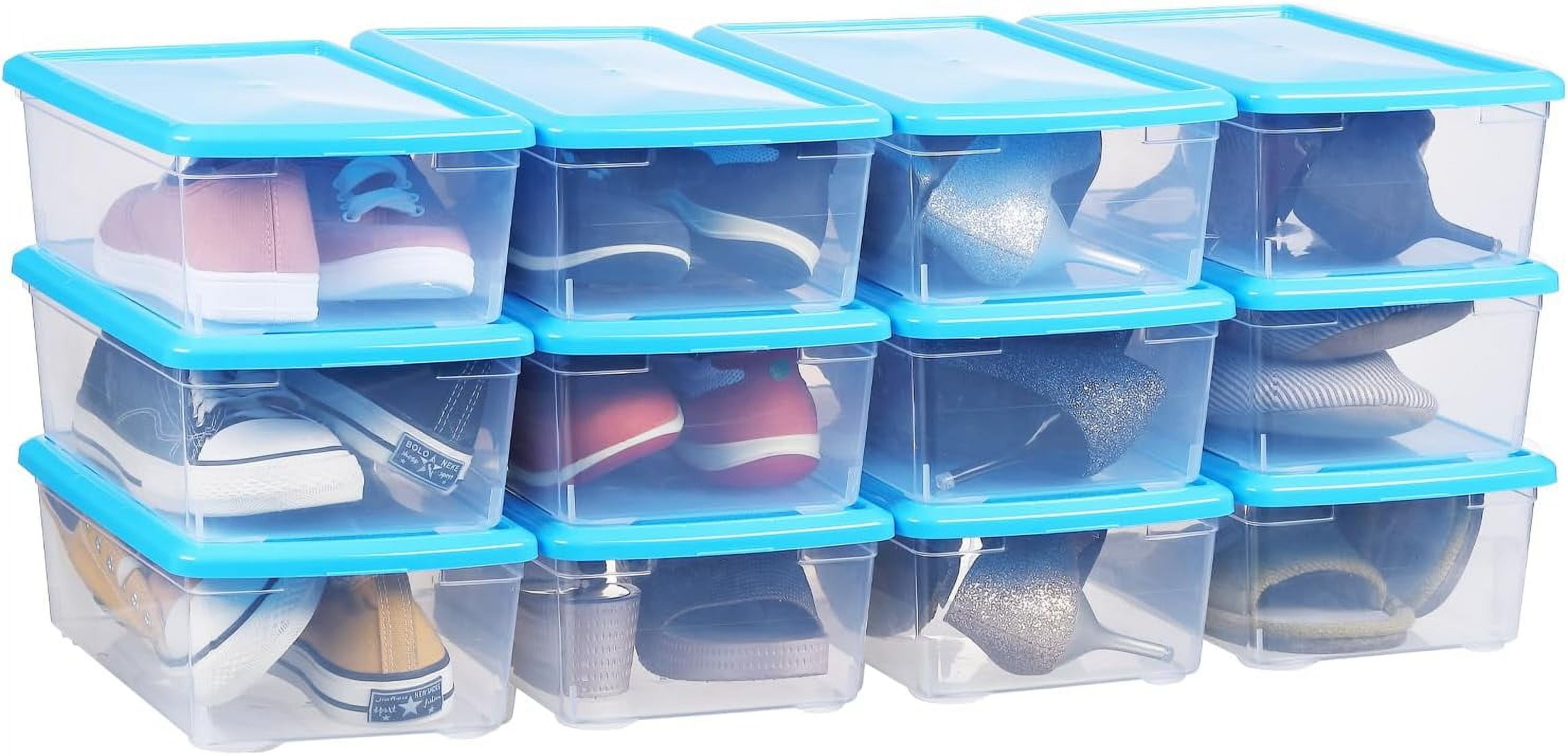 vbfgybxny 6 Quart Stackable Plastic Storage Shoebox BPA-Free Nestable ...