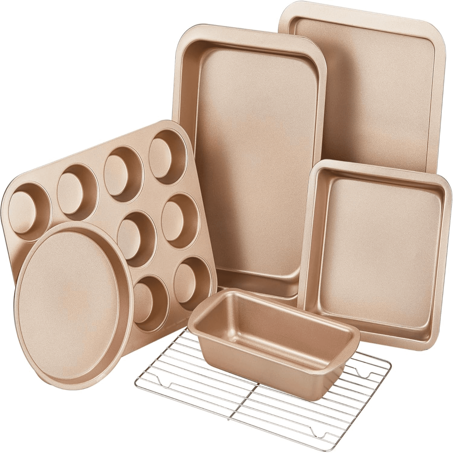 vbfgybxny Baking Pans Sets Nonstick Bakeware Set 7-Piece with Round ...