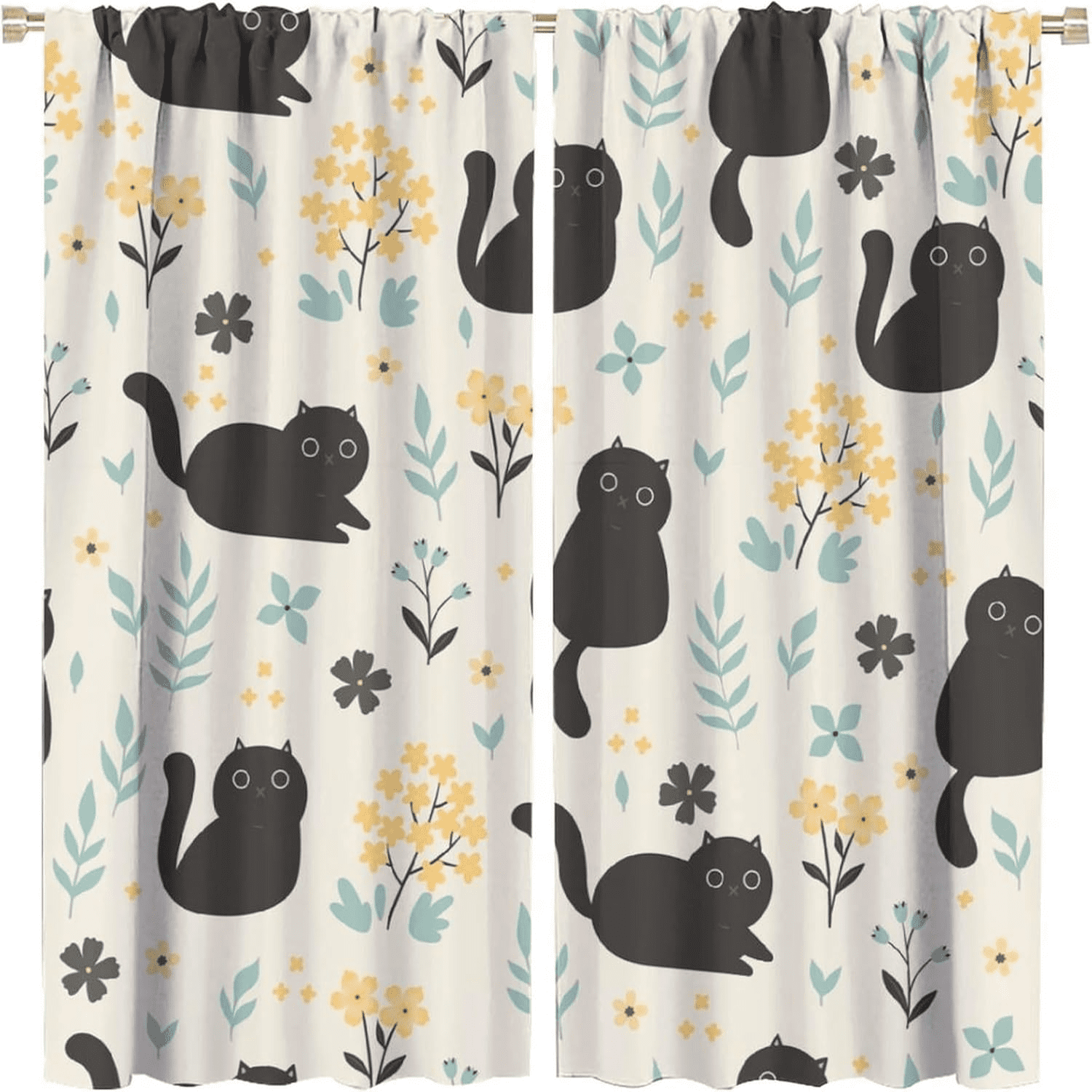 vbfgybxny Bohemian Minimalism Cat Curtains Cute Kitten in Different ...