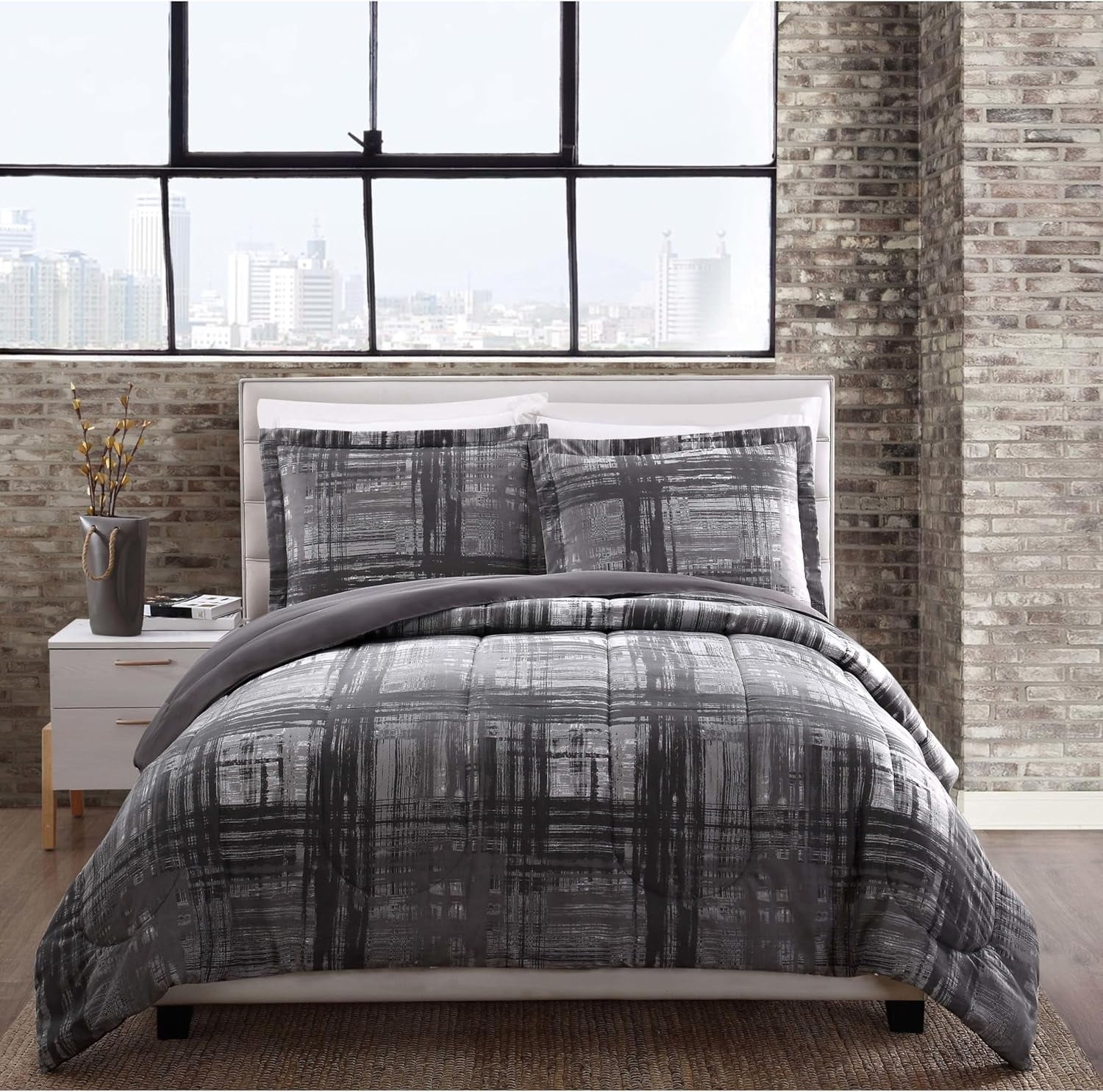 Hltser Camden Plaid Multiple Polyester 3-Piece Full/Queen Comforter Set ...