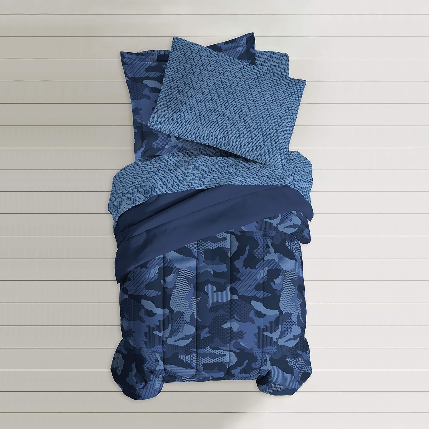 vbfgybxny Camo Army Comforter Set Twin Blue - Walmart.com