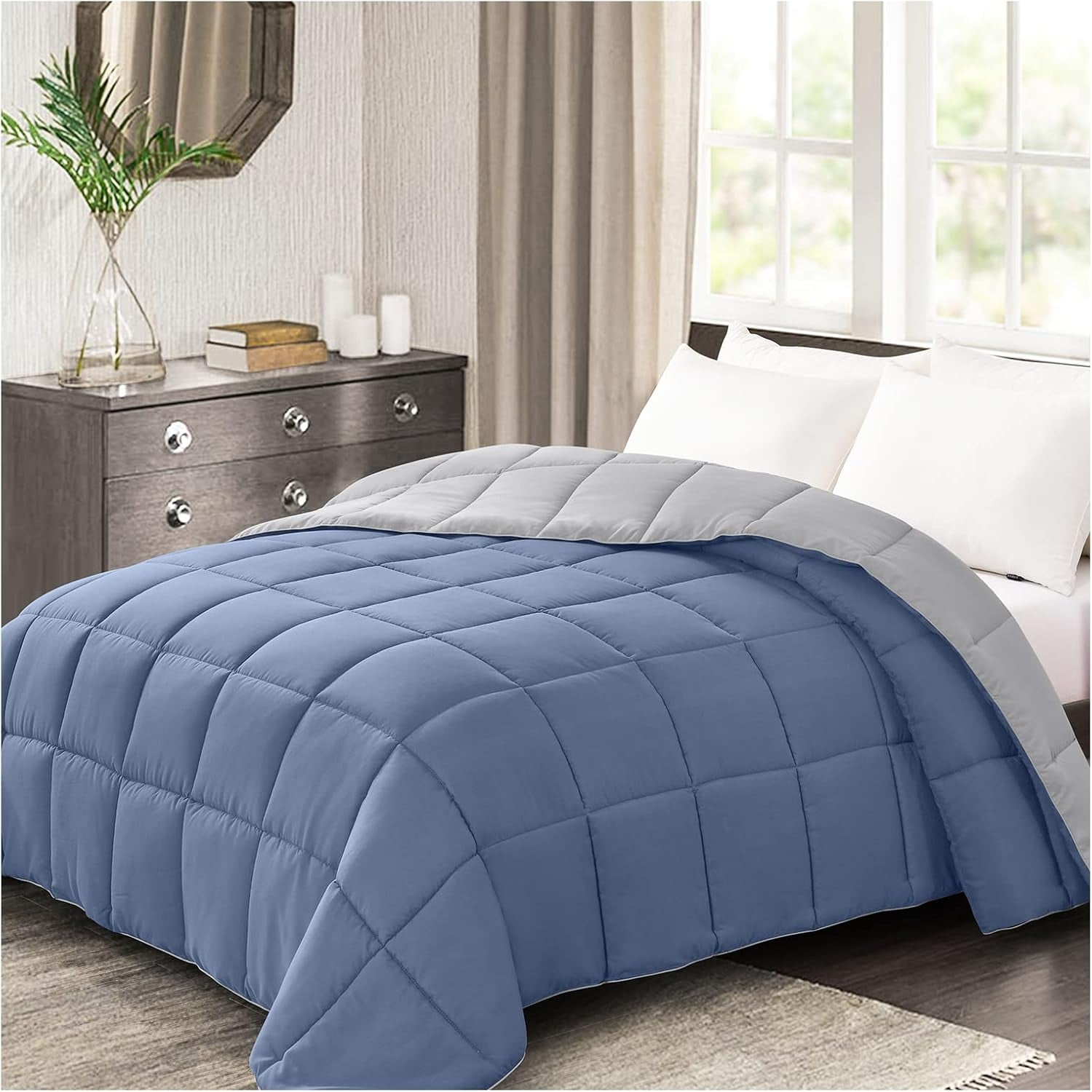 vbfgybxny Comforters Queen Size - Blue Duvet Insert Down Alternative ...