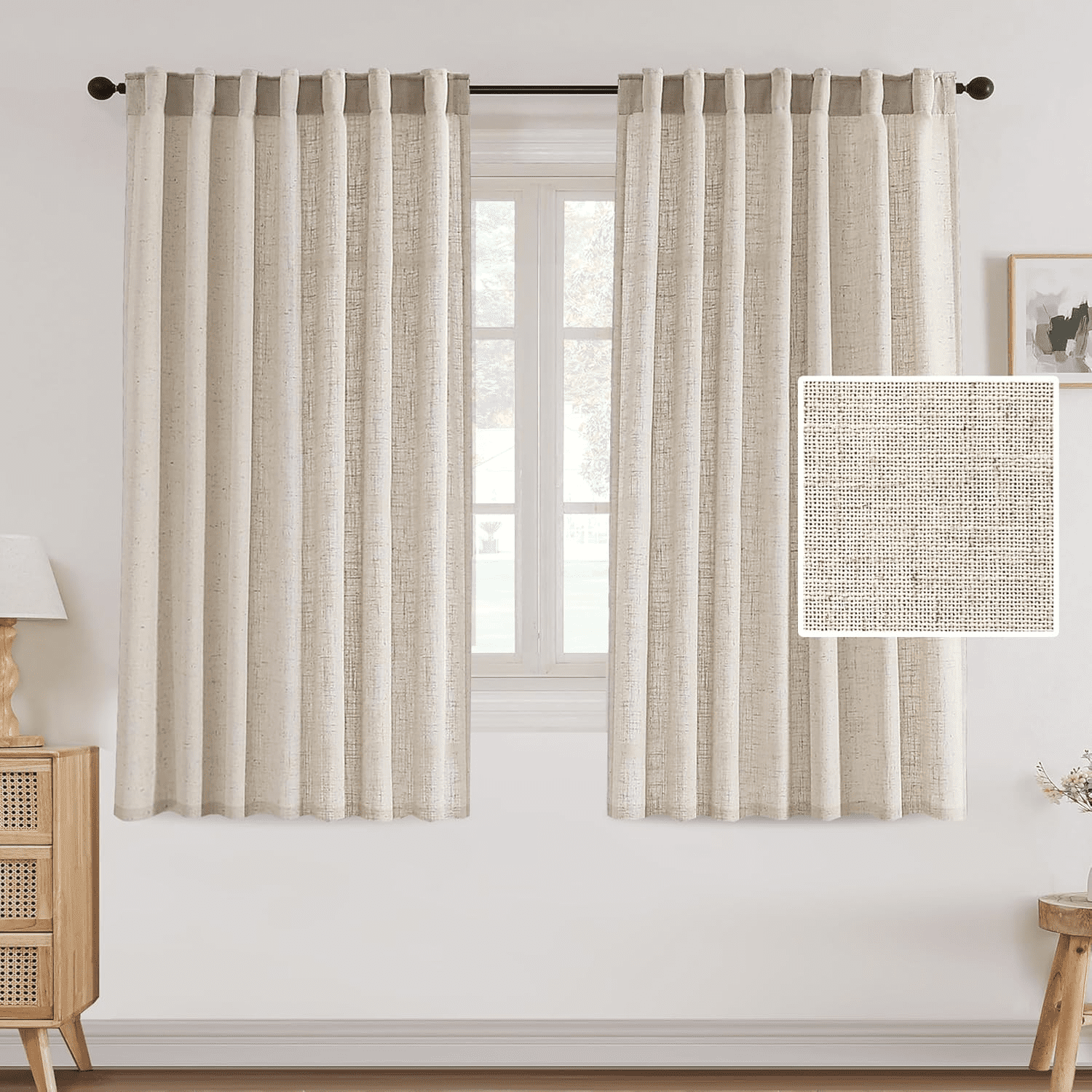 vbfgybxny DXQPIOA Curtain for Bedroom/Living Room Back Tab Loop Pocket ...