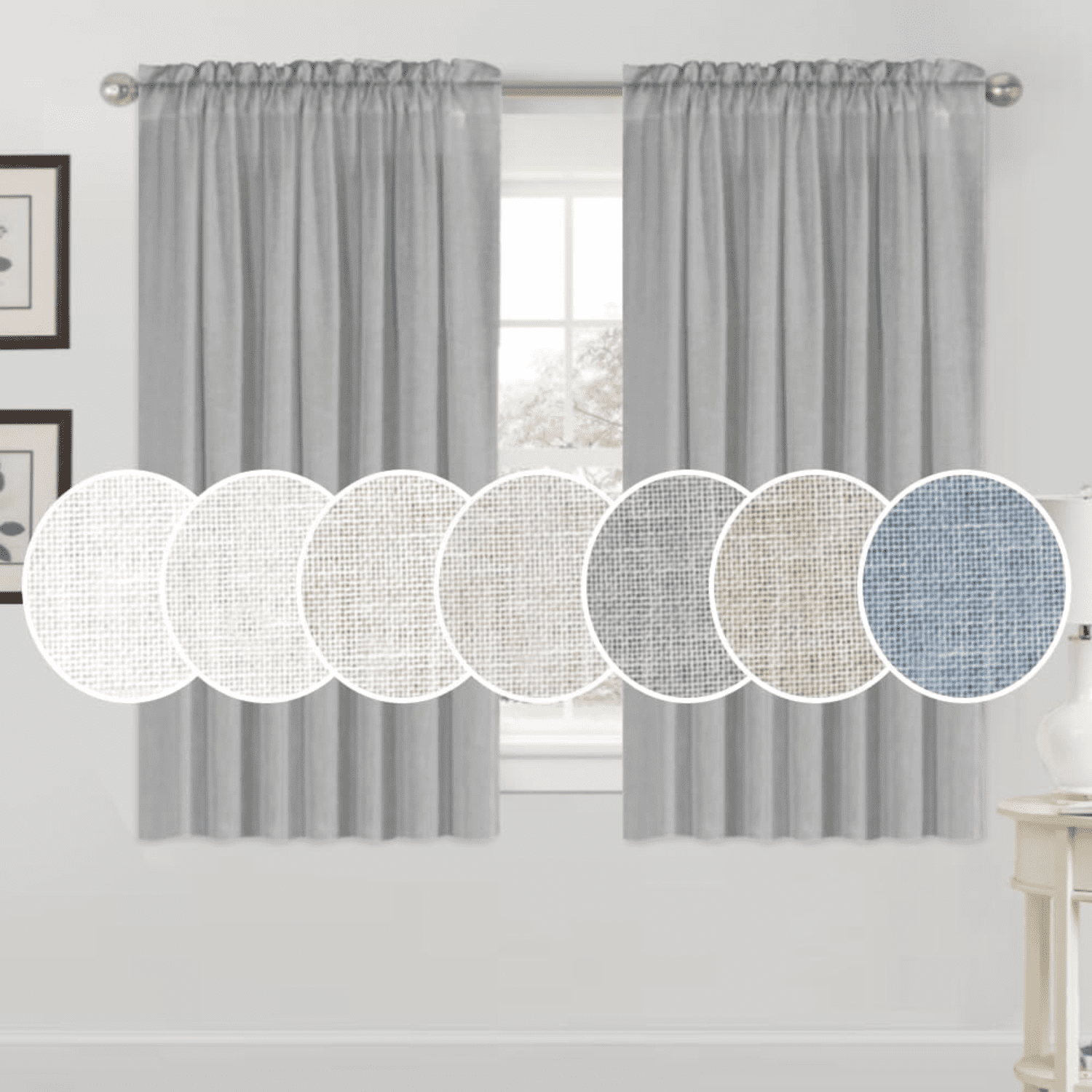 vbfgybxny DXQPIOA Curtains Natural DXQPIOA Blended Rod Pocket Panels ...