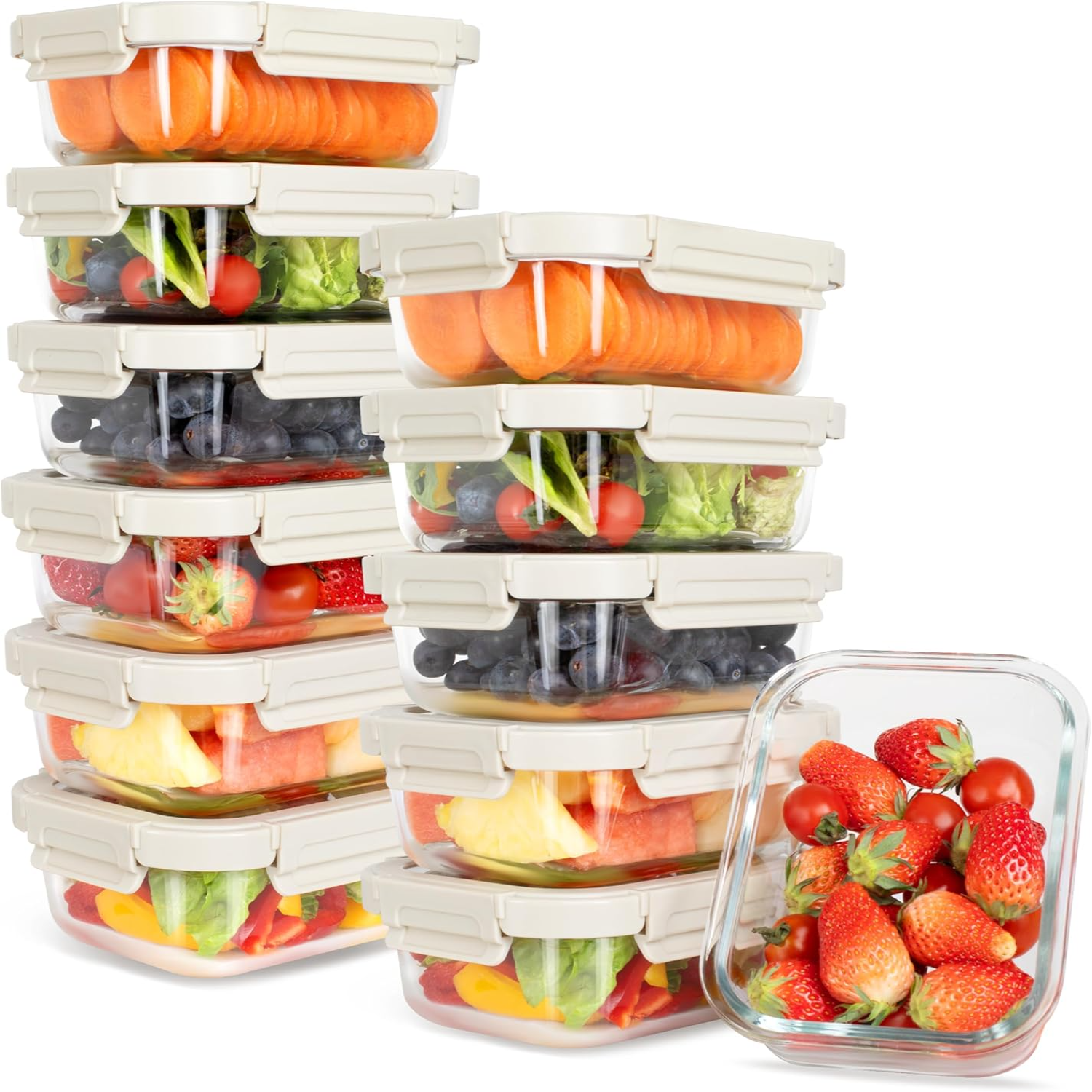 vbfgybxny Food Meal Prep Containers with Glass Lids Glass Storage ...
