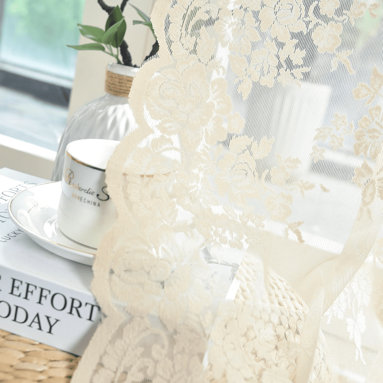 vbfgybxny Green Sheer Curtains 45 Inch Length 2 Panels Country Rustic ...