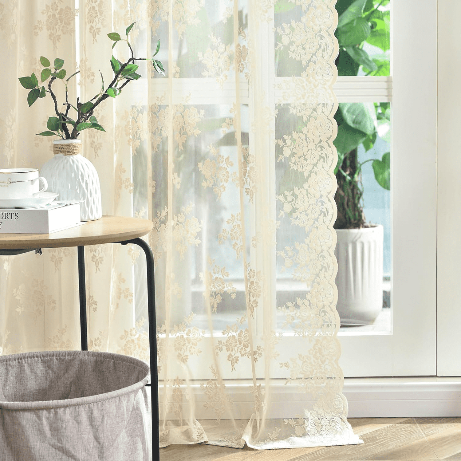 vbfgybxny Green Sheer Curtains 45 Inch Length 2 Panels Country Rustic ...