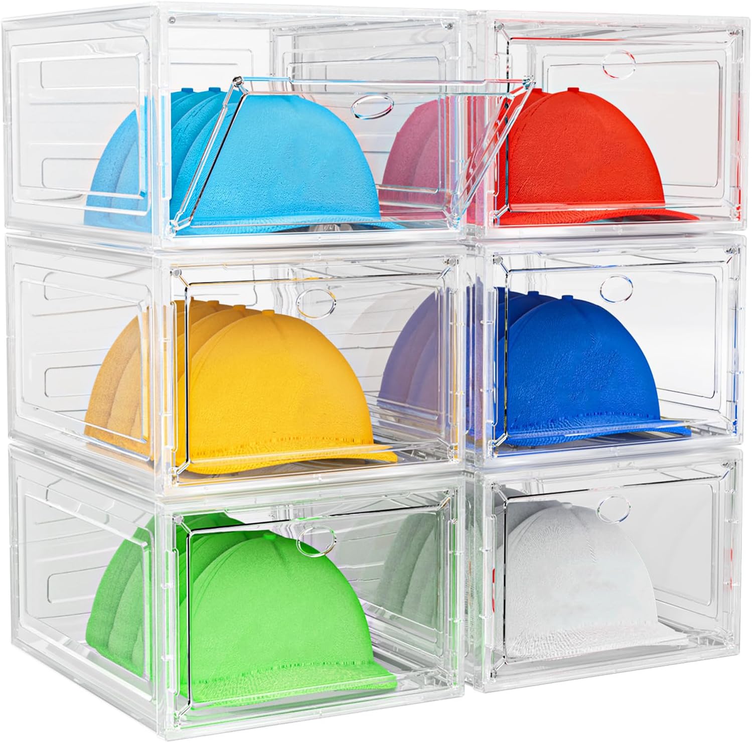 vbfgybxny Hat Organizer 6 Boxes for 40 Pack Hats Upgrade Harder Solid ...
