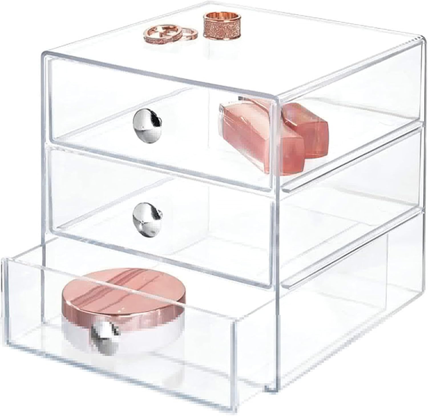 vbfgybxny Makeup Drawer Organizer with 3 Drawers Acrylic Cosmetic ...