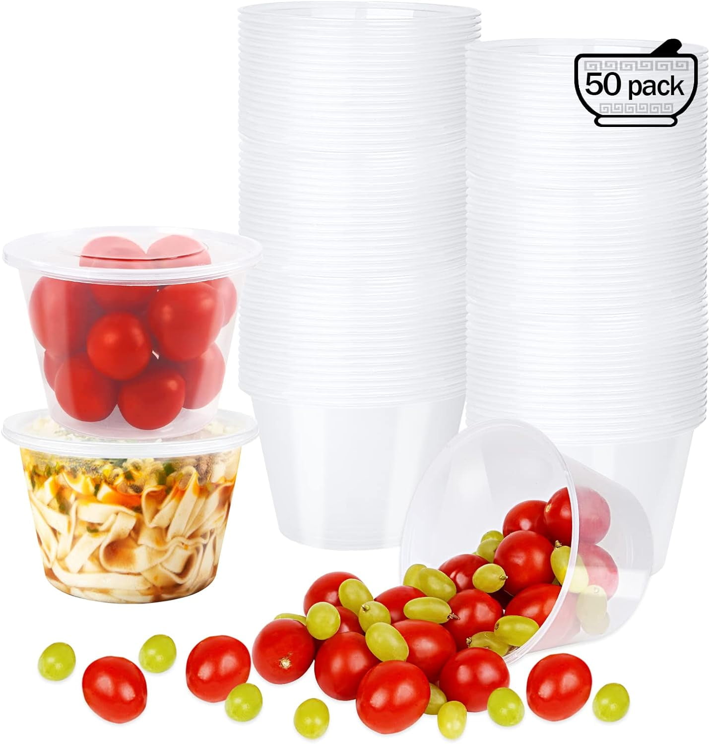 vbfgybxny Meal Prep Container 26 oz [50 Pack]-Single 1 Compartment Food ...