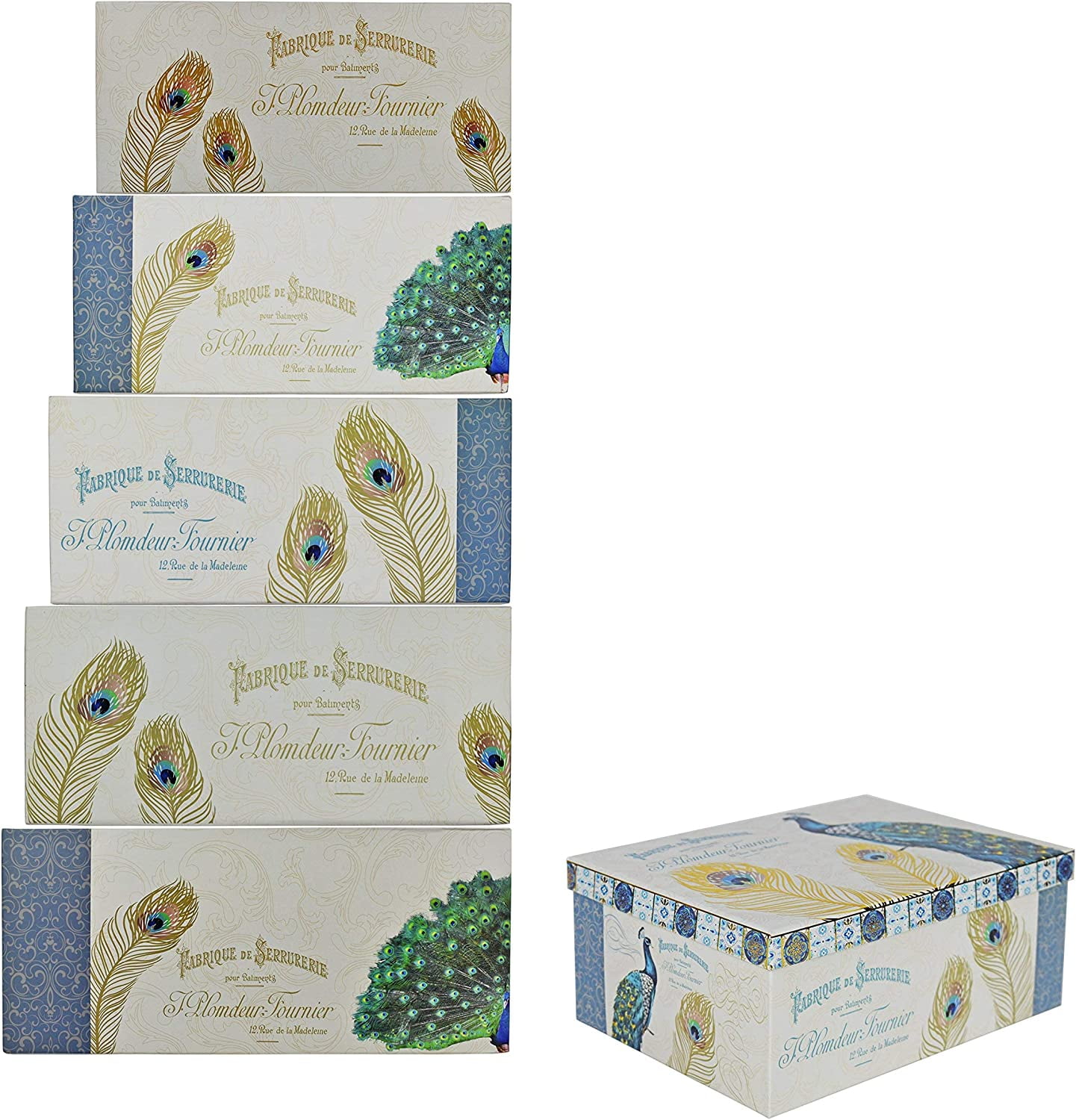 vbfgybxny Peacock Decorative Themed Extra Large Nesting Gift Boxes -6 ...