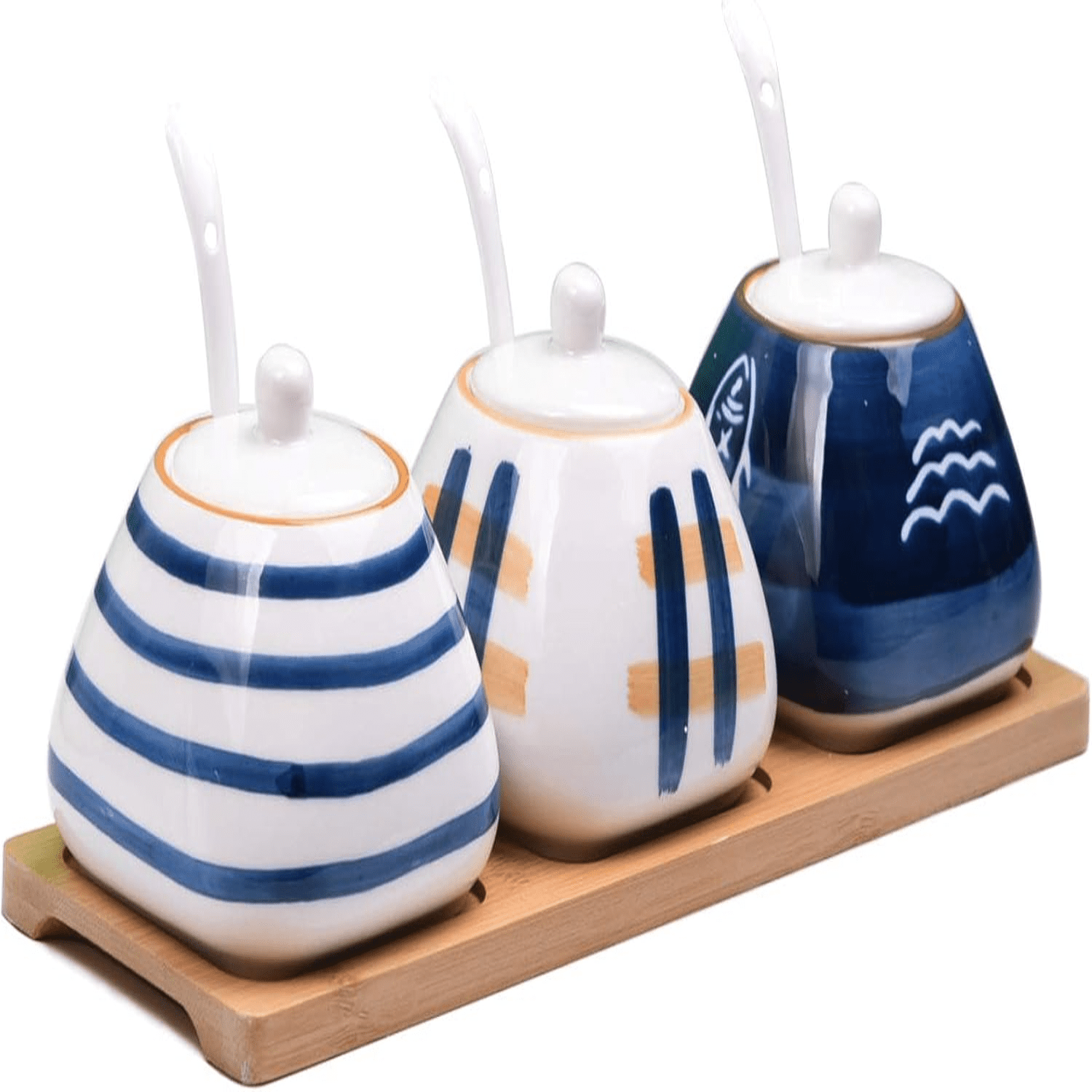 vbfgybxny Porcelain Condiment Jar Spice Container with Ceramic ...