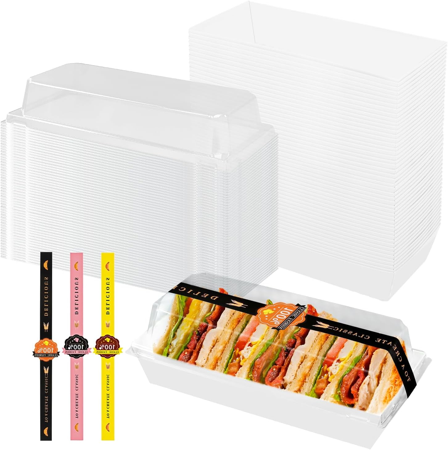 vbfgybxny Roll Cake 50 Pack Clear Lid Swiss Roll Container Baby Shower ...