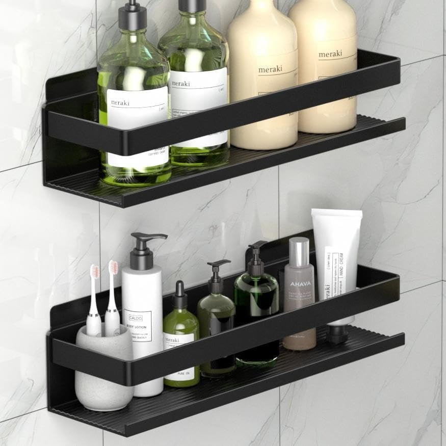 vbfgybxny Shower Shelf 4 Pack - Bathroom Shower Shelf Rust-Proof Aluminum Adhesive Installation ...